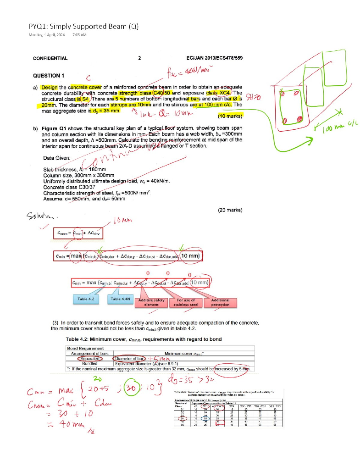PYQ1 Simply Supported Beam (Q) - Highway And Traffic Engineering - Studocu