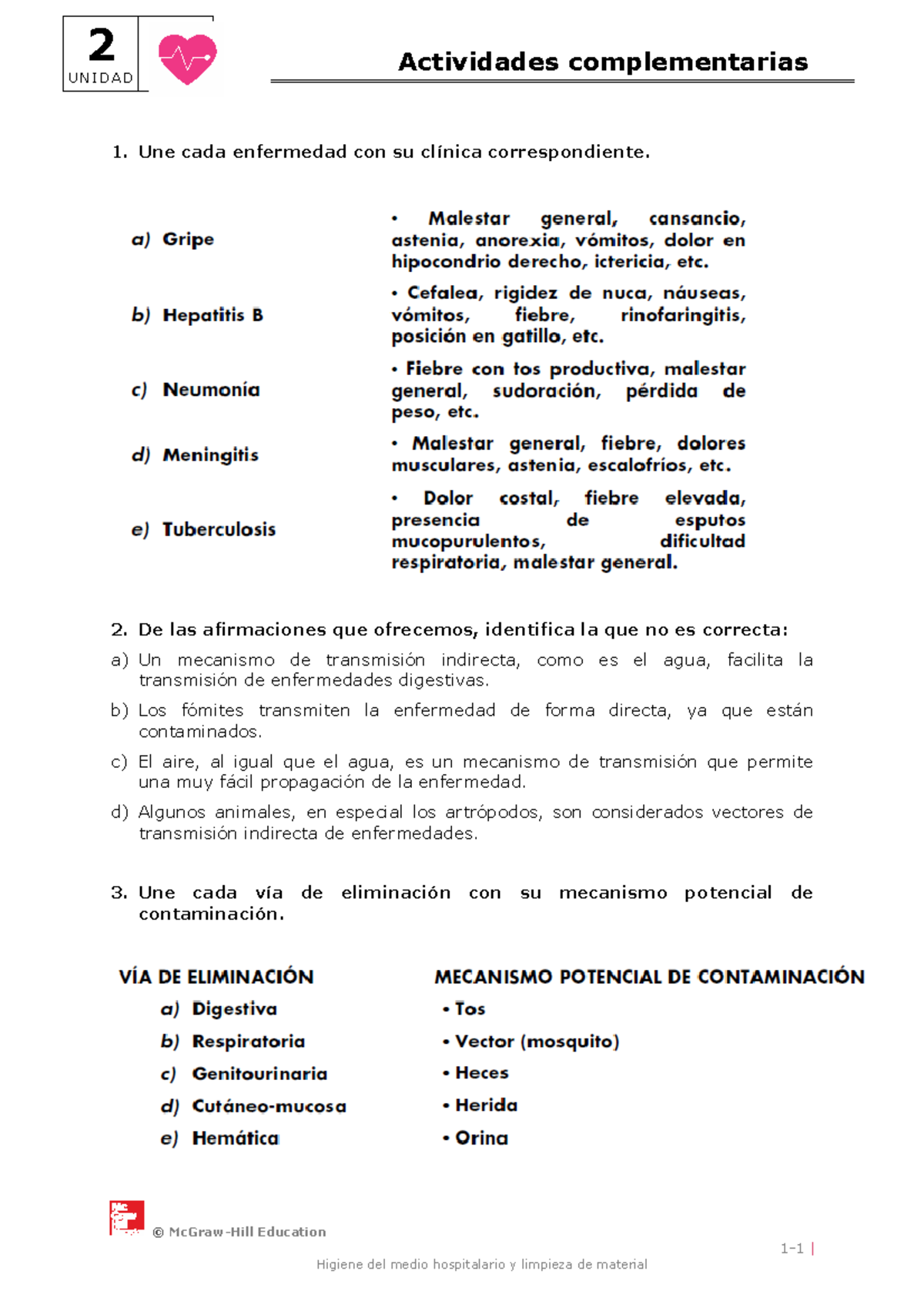 8448612167 u02 ain 002 - ESQUEMA BÁSICO - Actividades complementarias 1. Une cada enfermedad con ...