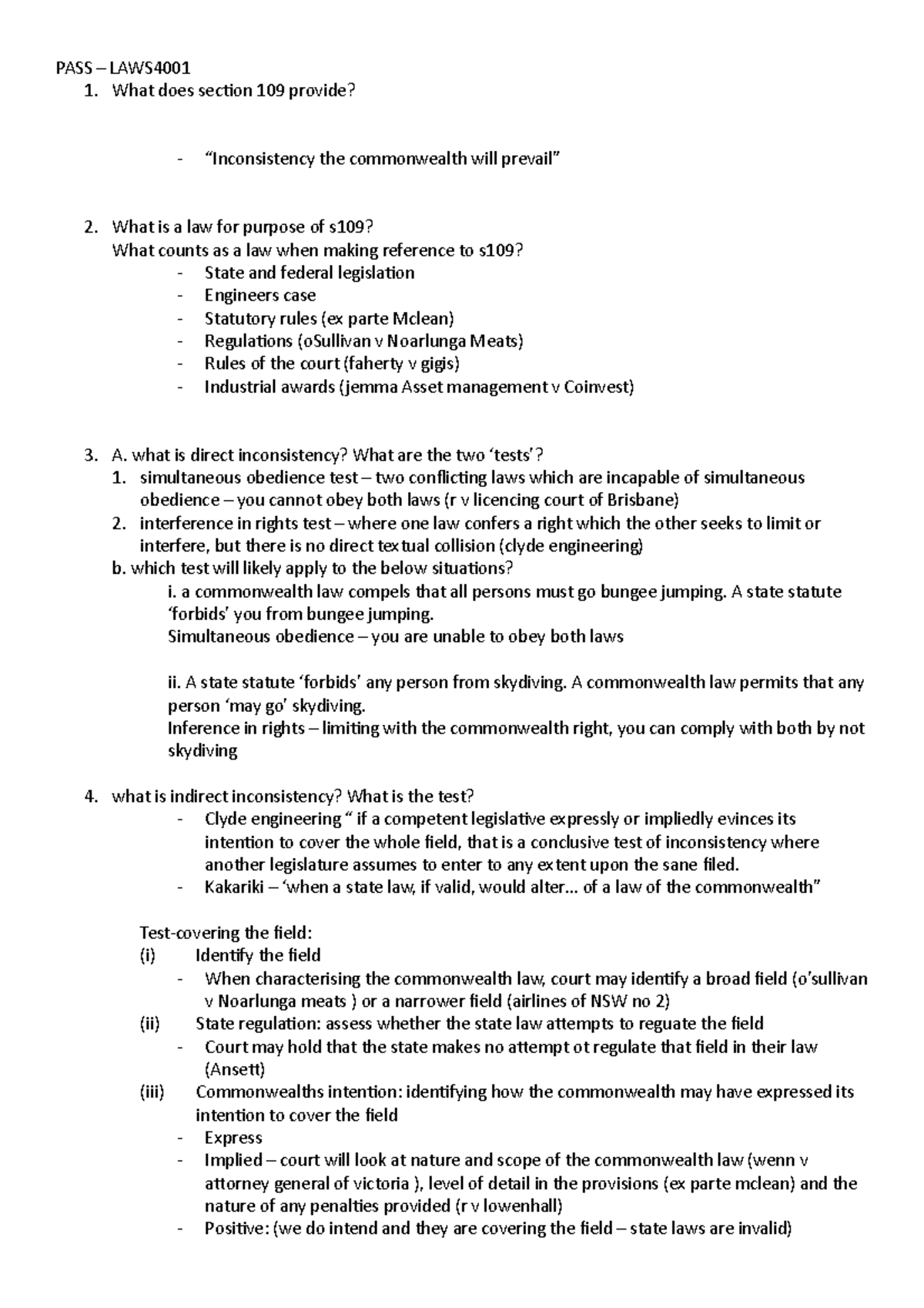 PASS wk4 - Tutorial Lecture - PASS – LAWS What does secion 109 provide ...