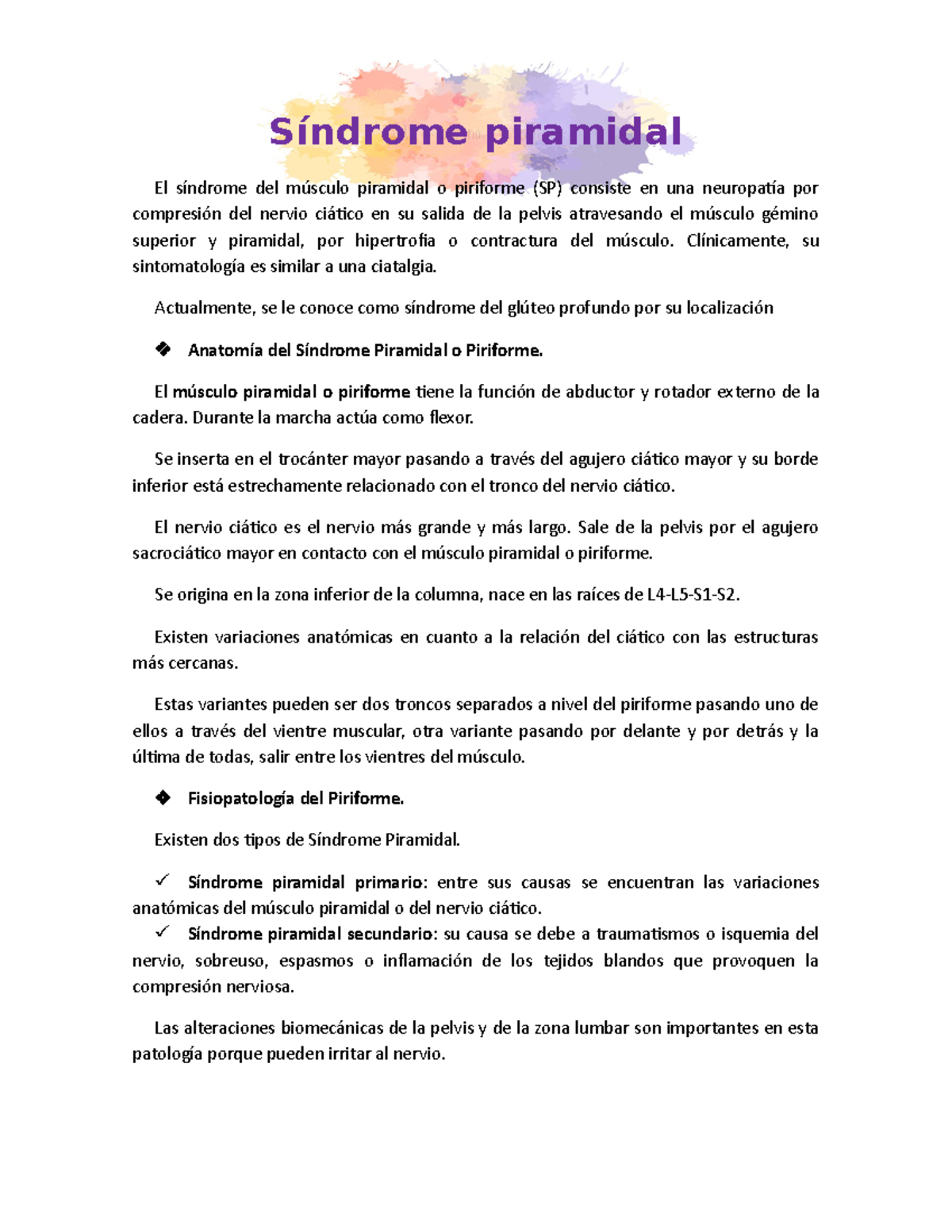 anatomía del Síndrome piramidal en lumbalgia pseudociatica - Síndrome ...