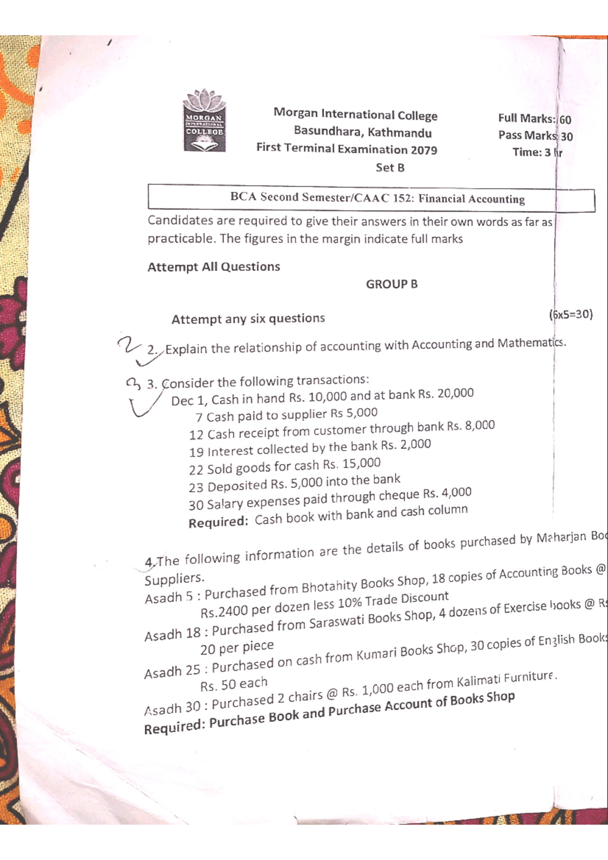 First Term Exam Accountancy - Bachelors of computer application - Studocu