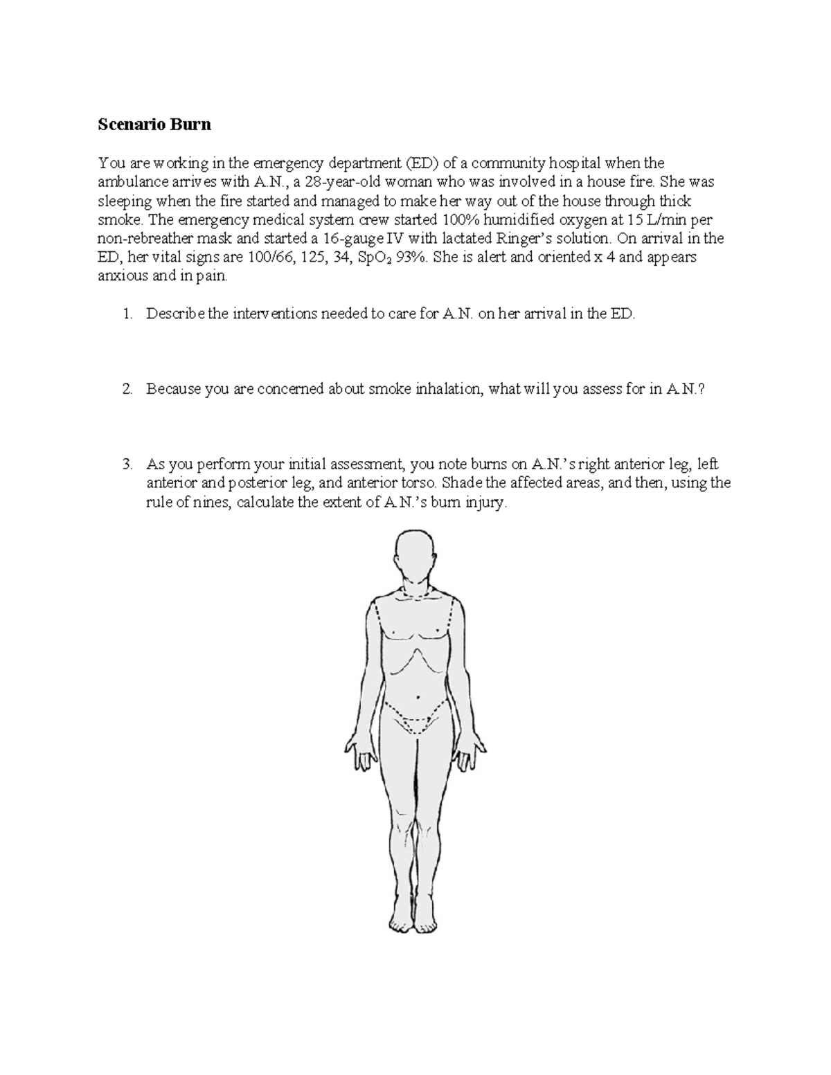 Acute Burn Case Senario - Scenario Burn You are working in the ...