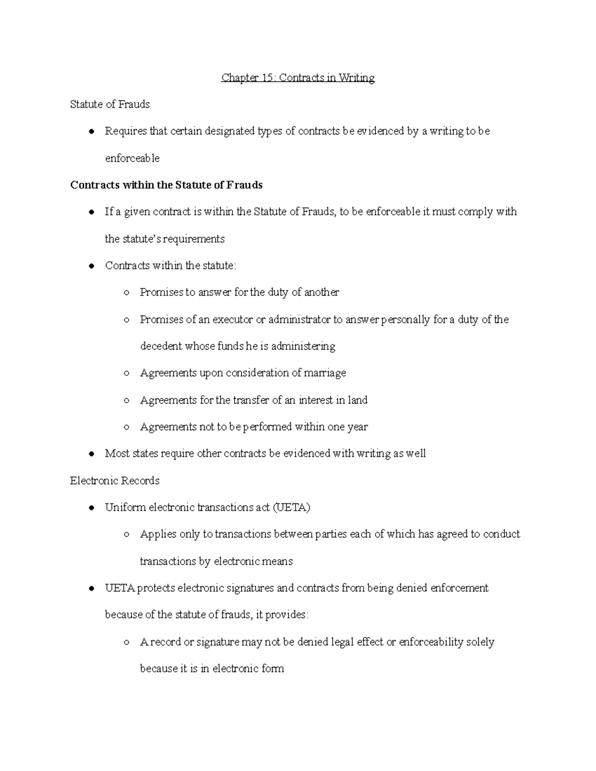 Chapter 15 - Class taught by professor Cosenza. Textbook/lecture notes ...