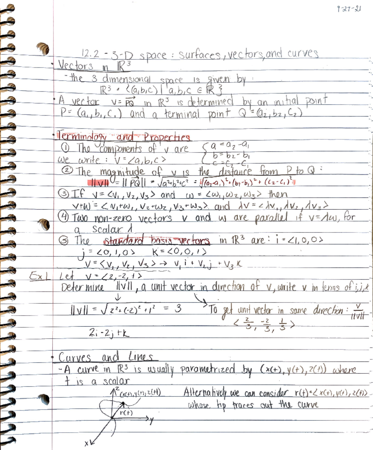 3-D space- surfaces, vectors, and curves - MATH 20C - Studocu