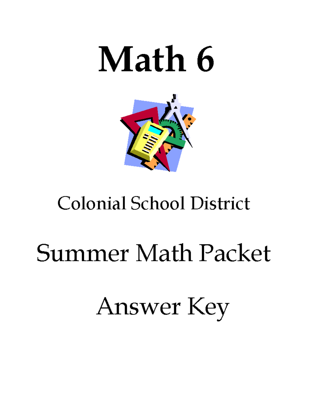 Summer Math 2019-2 for student babshshshs - Math 6 Colonial School ...