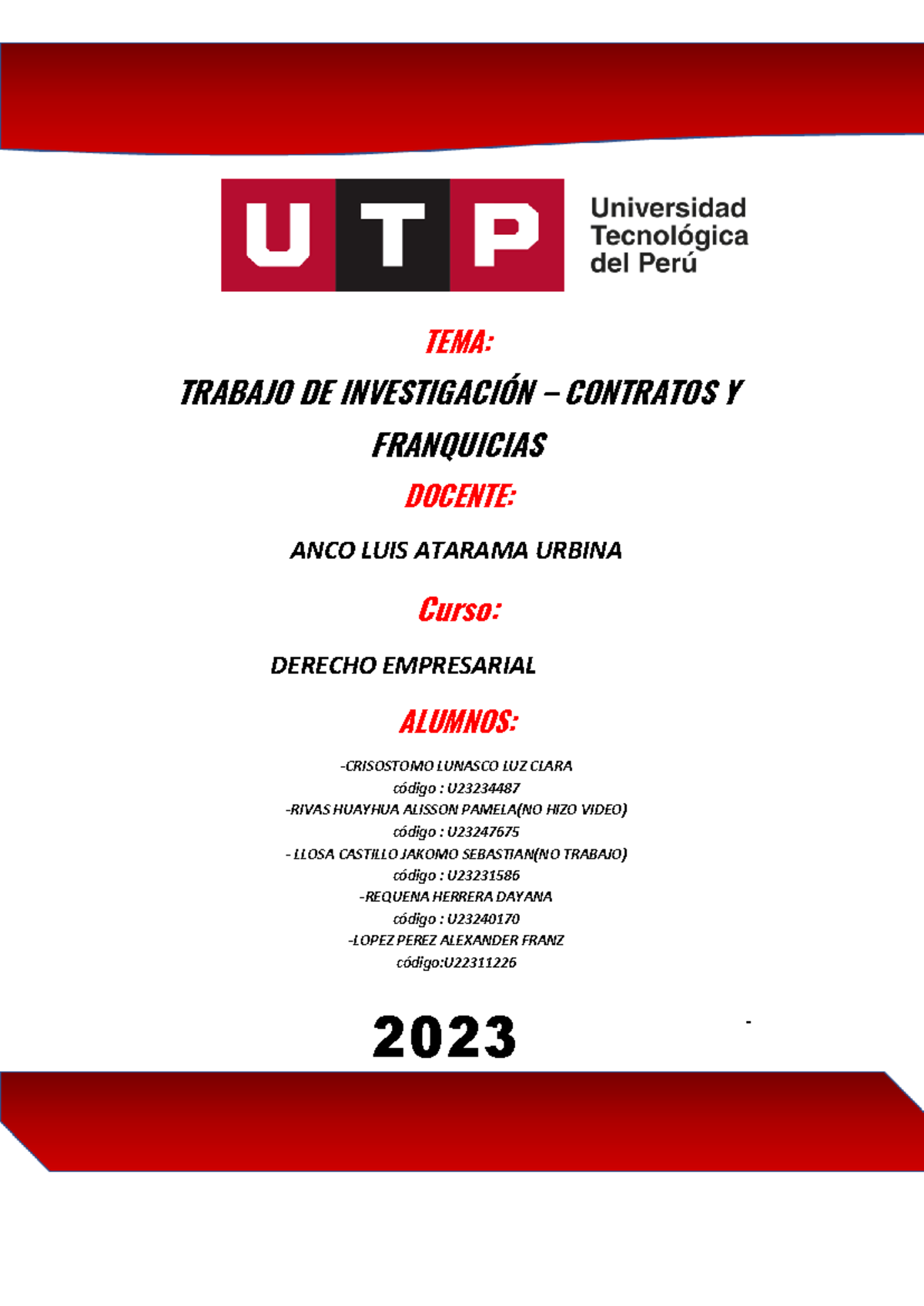 Trabajo DE Investigación – Contratos Y Franquicias - TEMA: TRABAJO DE ...