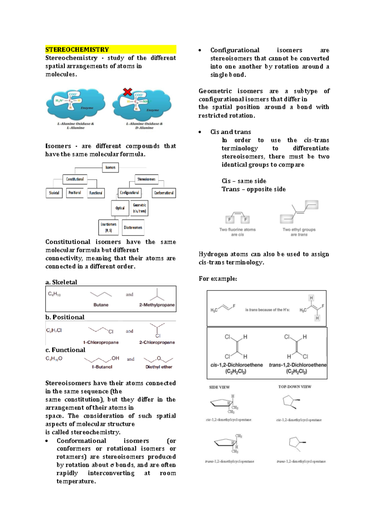 ORG CHEM Finals Notes - organic chemistry - STEREOCHEMISTRY ...