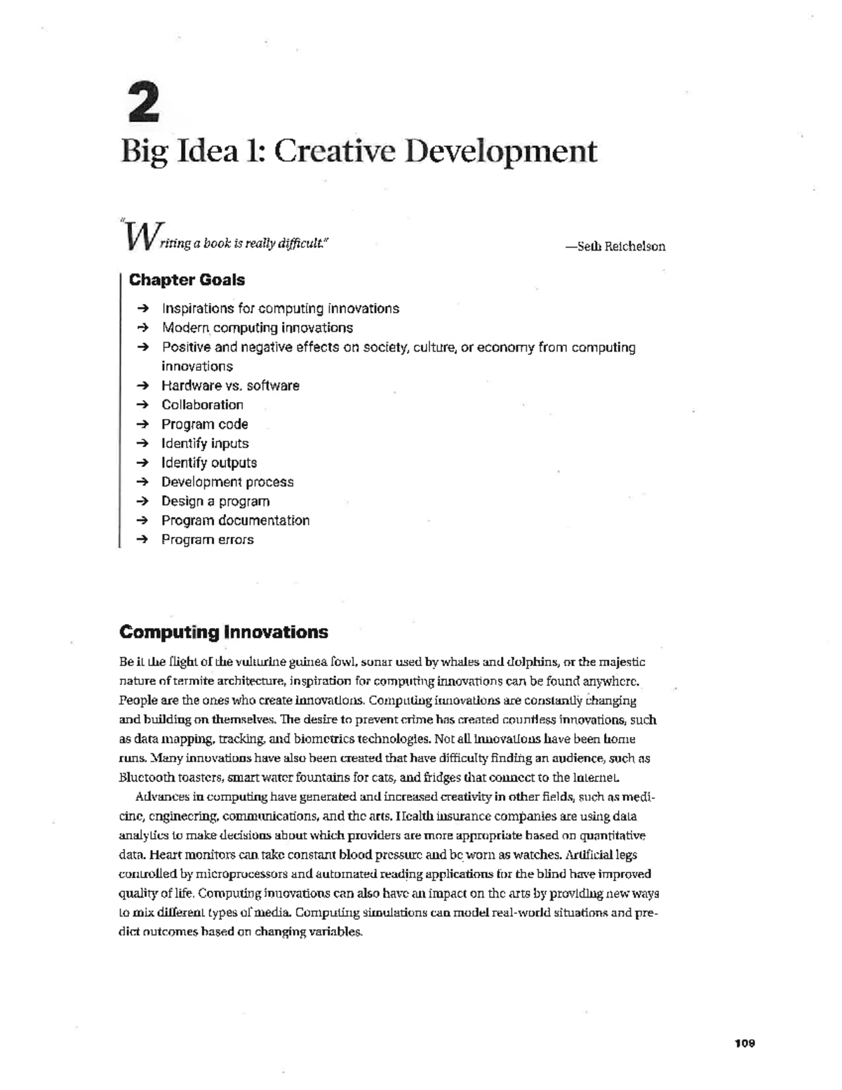 AP Barrons 2024 ch 2 and 3 - 2 Big Idea 1: Creative Development W riting a book is really ...