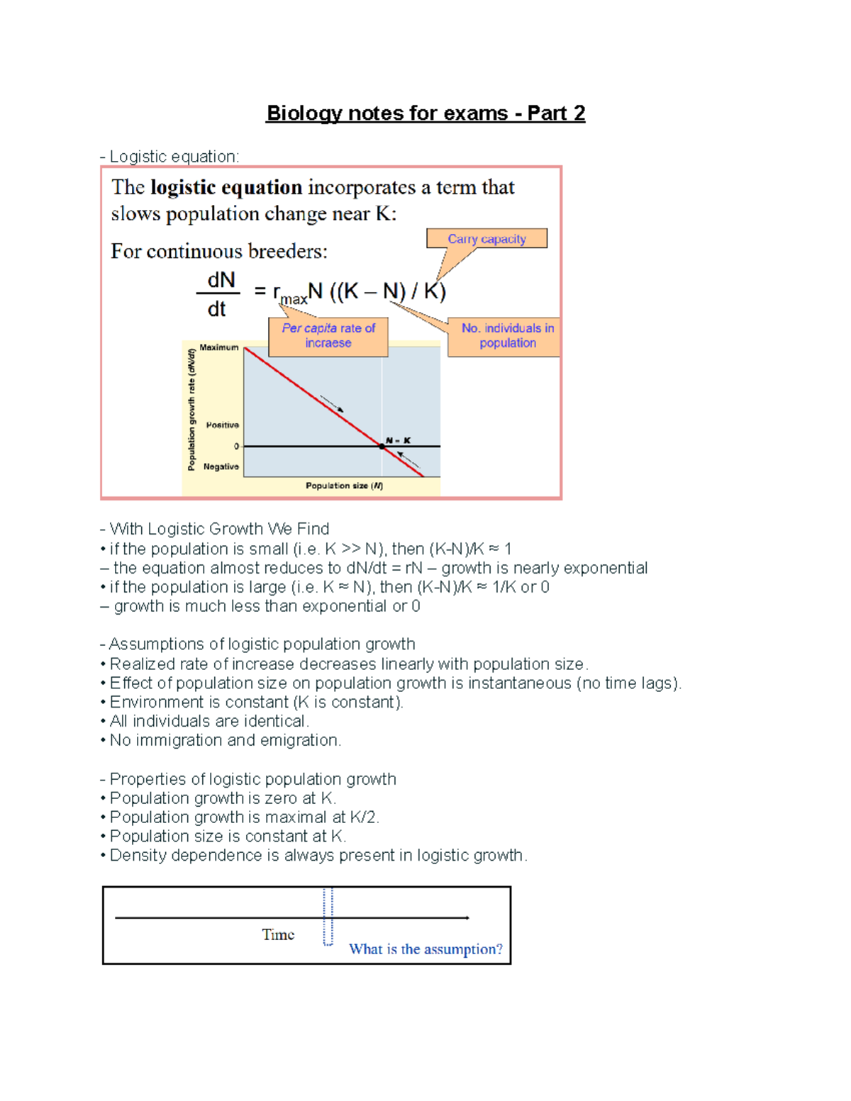 Biology notes for exams - Part 2 - K >> N), then (K-N)/K ≈ 1 the ...