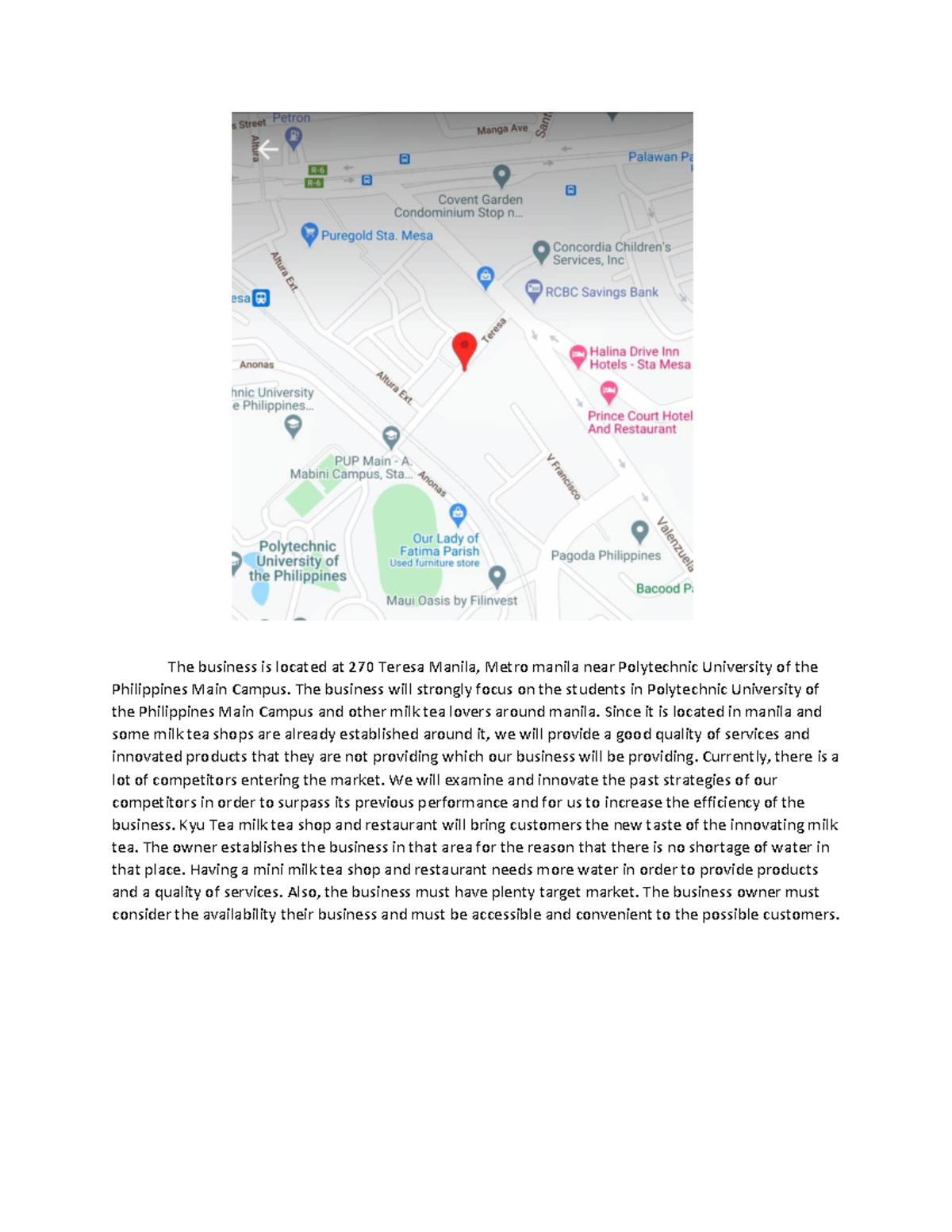 Vicinity MAP - Business Finance - The business is located at 270 Teresa ...