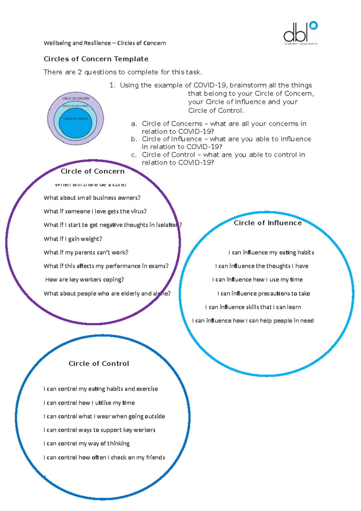 1.2 Circles of Concern Template v0 - Wellbeing and Resilience – Circles ...