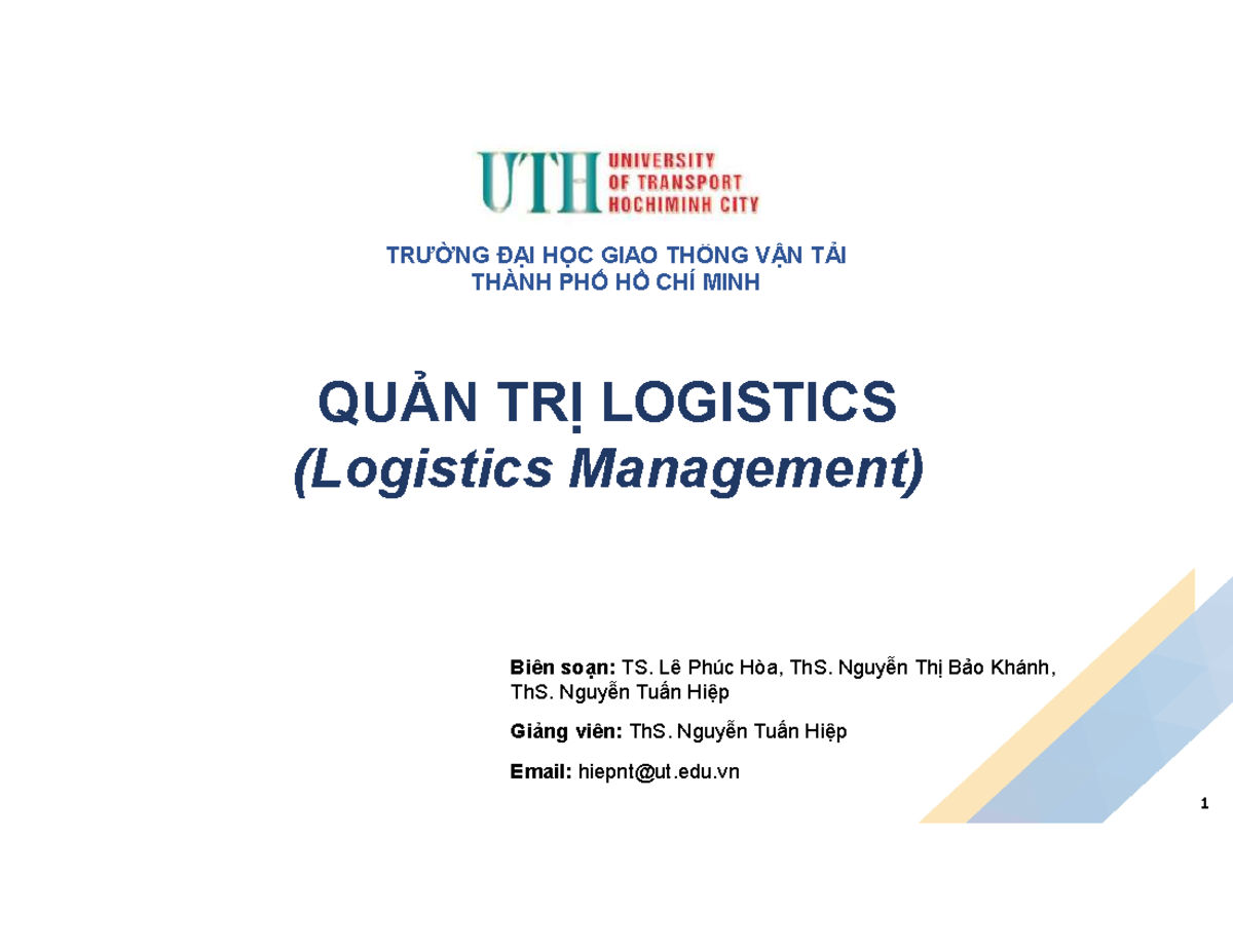 QT Logistics pdf 1 - ádads - QUẢN TRỊ LOGISTICS (Logistics Management ...