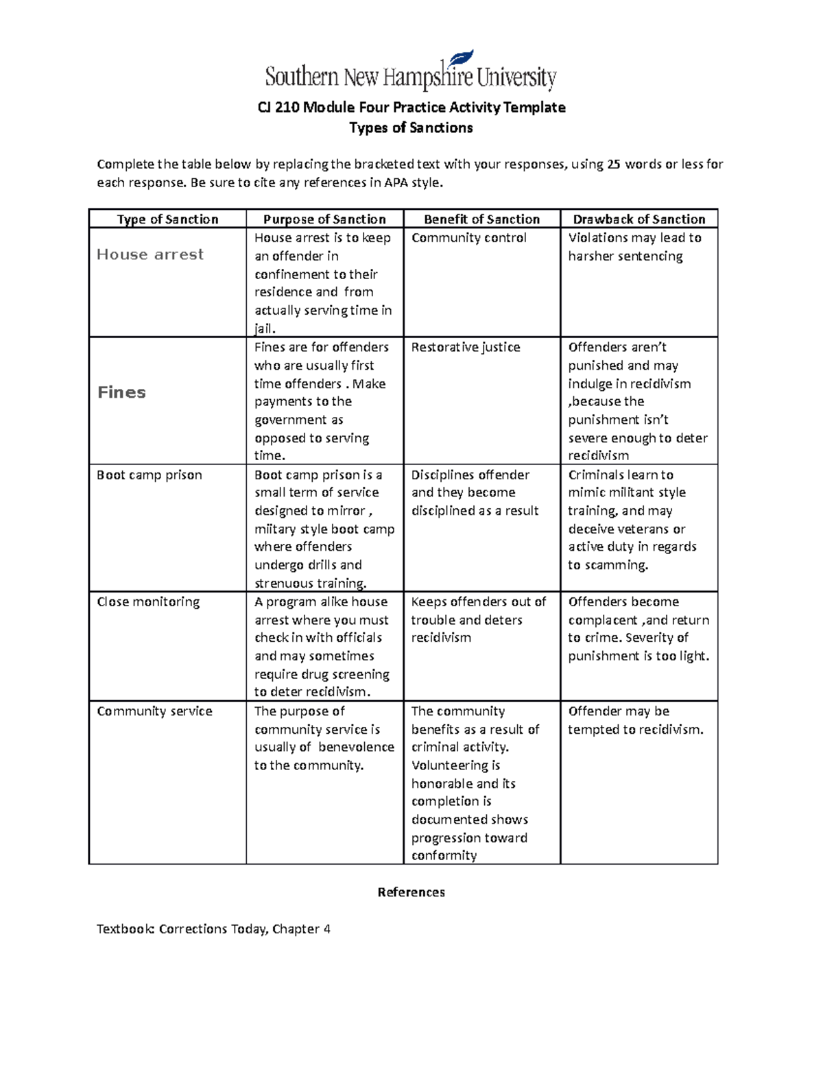 CJ 210 Module Four Practice Activity - Be sure to cite any references ...
