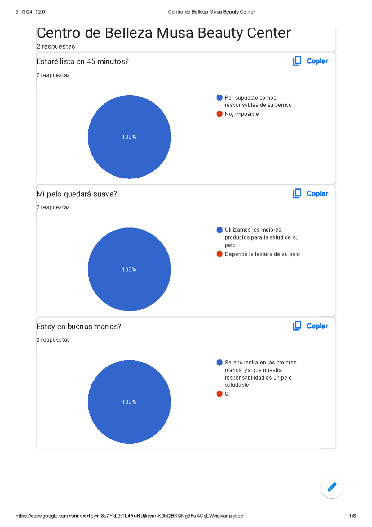 Centro de Belleza Musa Beauty Center respuesta - Estaré lista en 45 ...