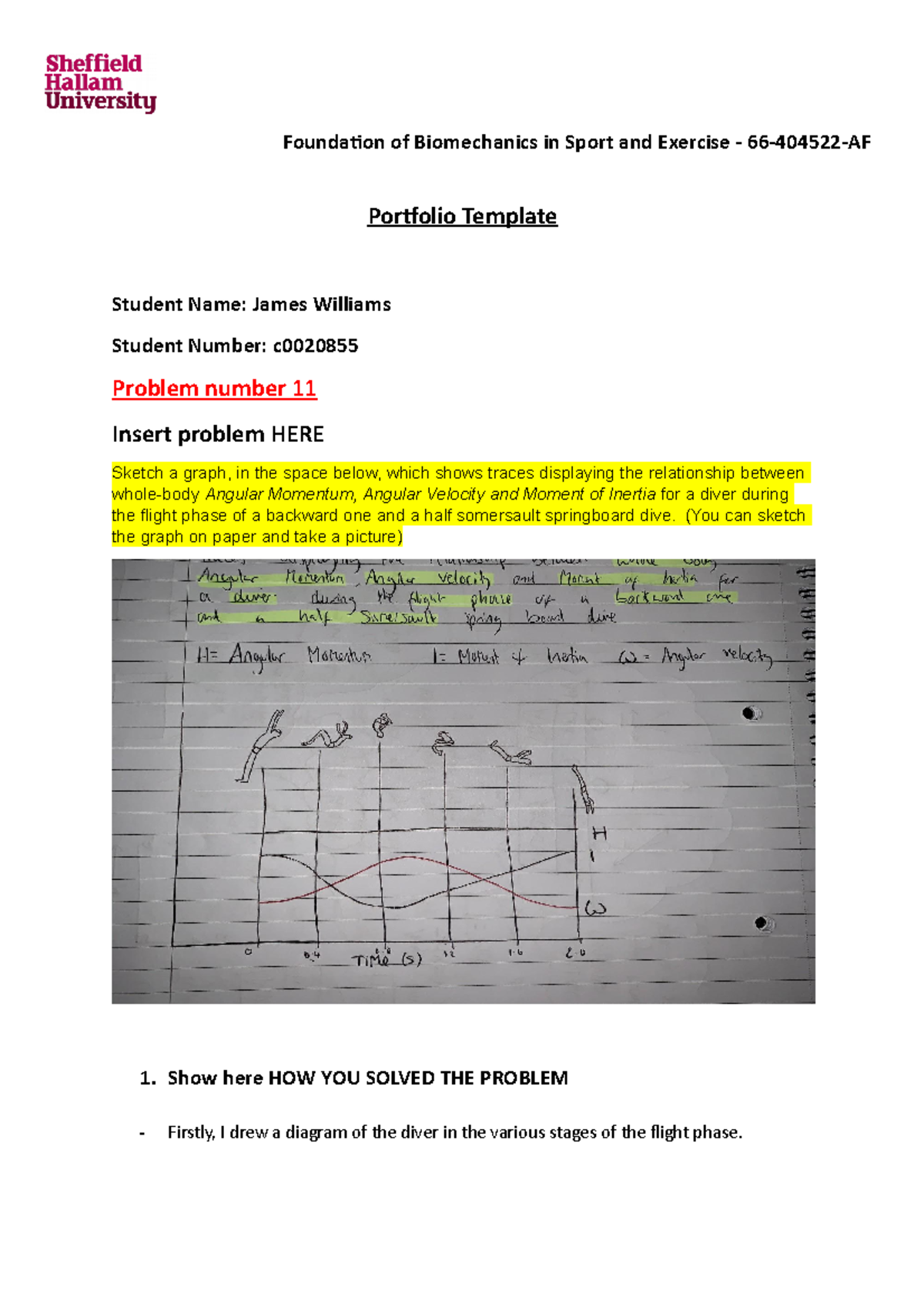 Biomechanics Portfolio Problem 11 - Foundation of Biomechanics in Sport ...