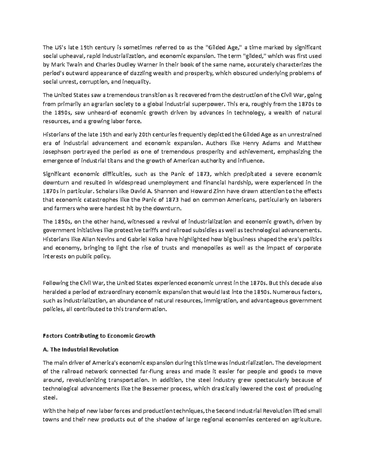 History of USA Gilded AGE - The US's late 19th century is sometimes ...