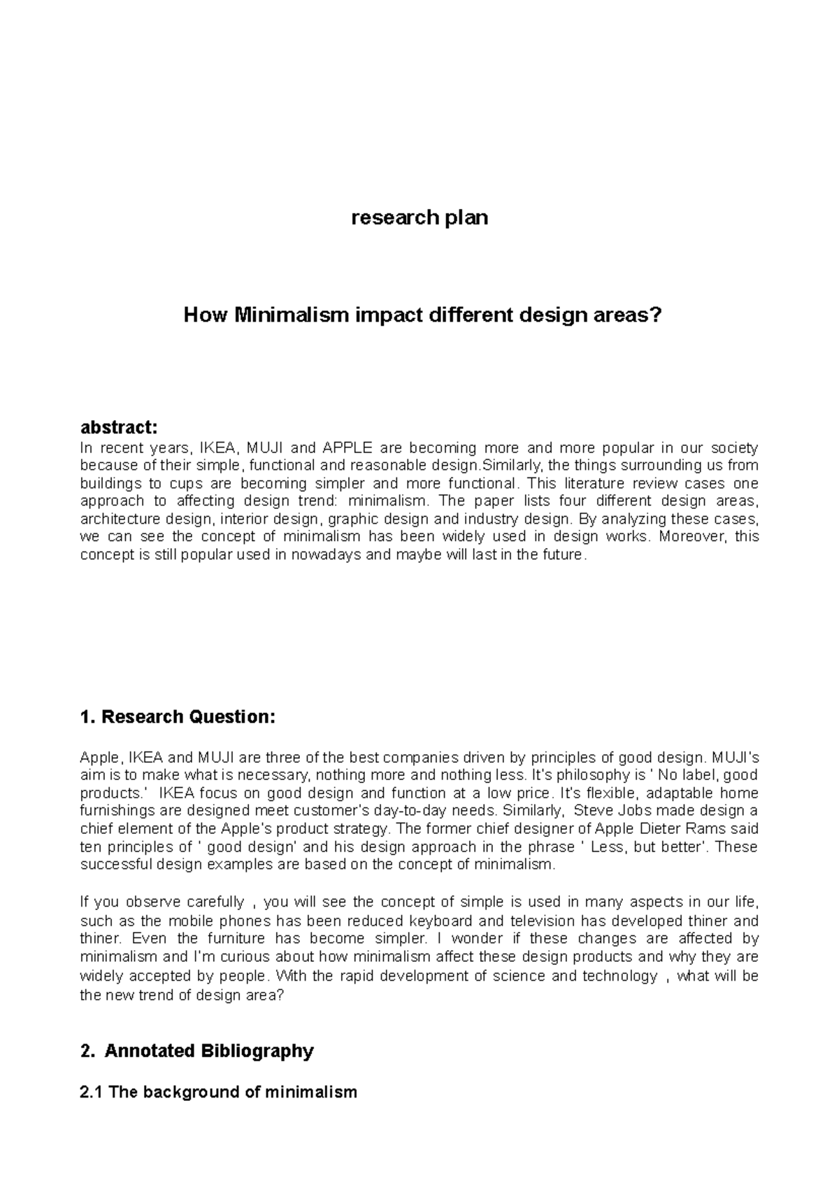 Research essay- How Minimalism impact different design areas - research ...