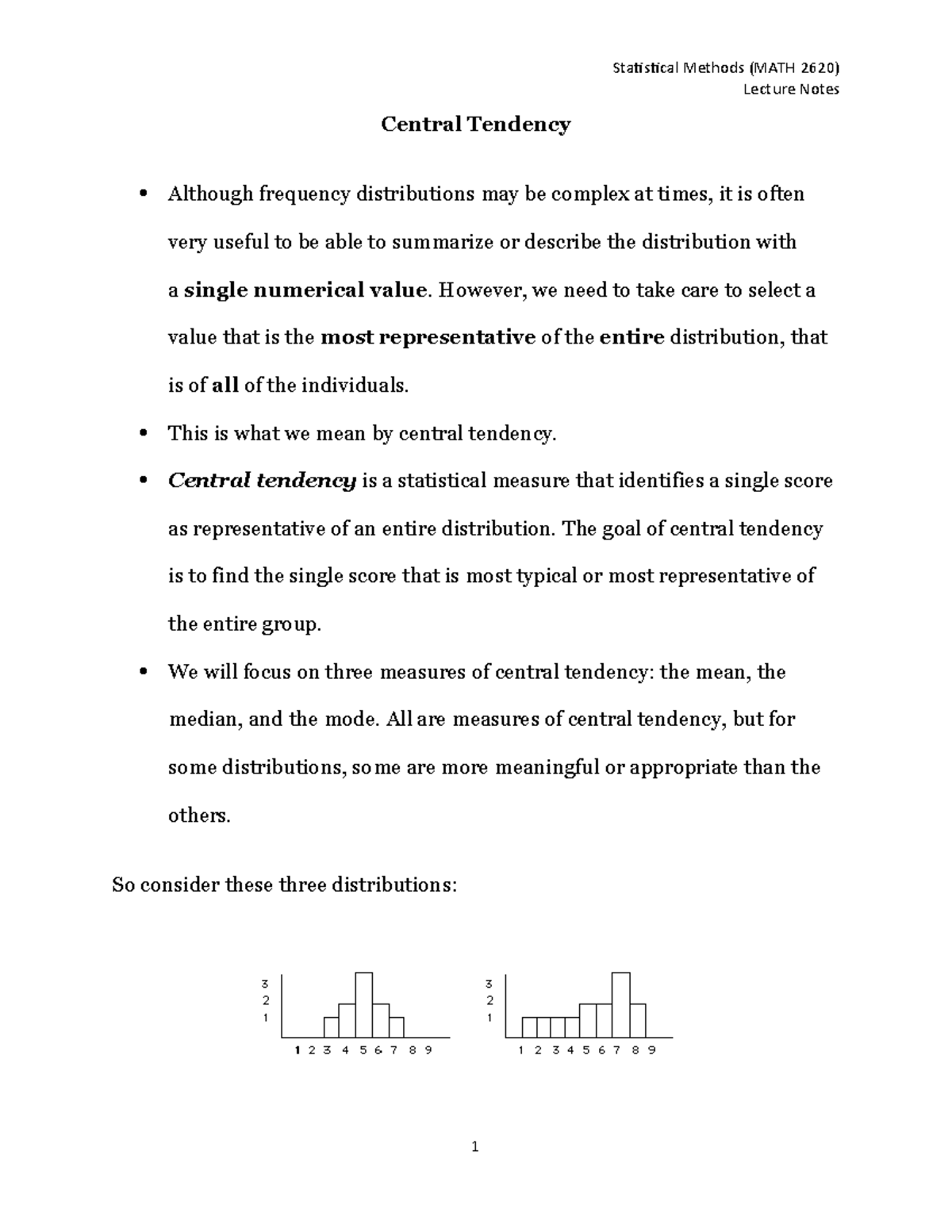 2021-Statistical Methods- MATH 2620-Lecture Notes-Central Tendency-3A ...