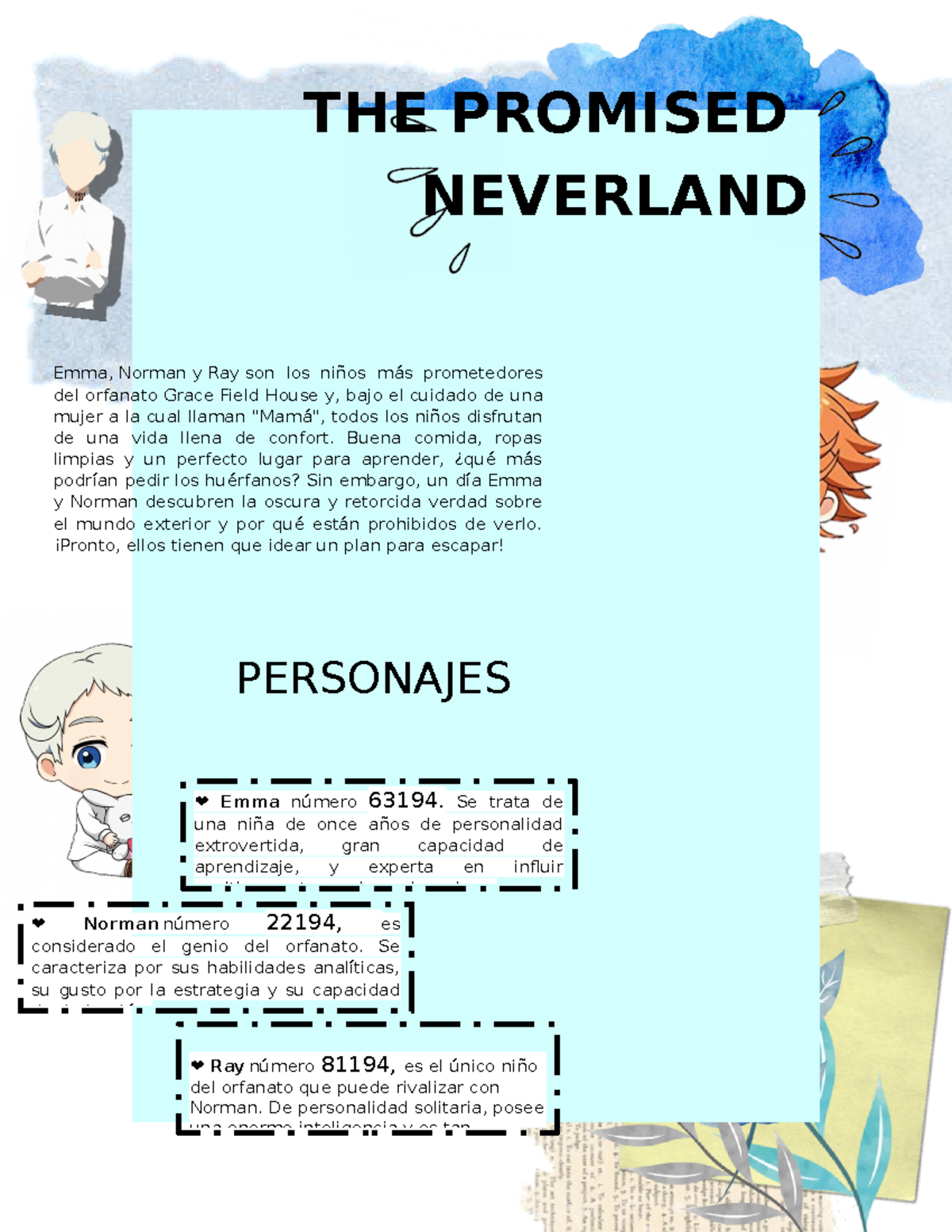 THE Promised Neverland - Ray número 81194, es el único niño del ...