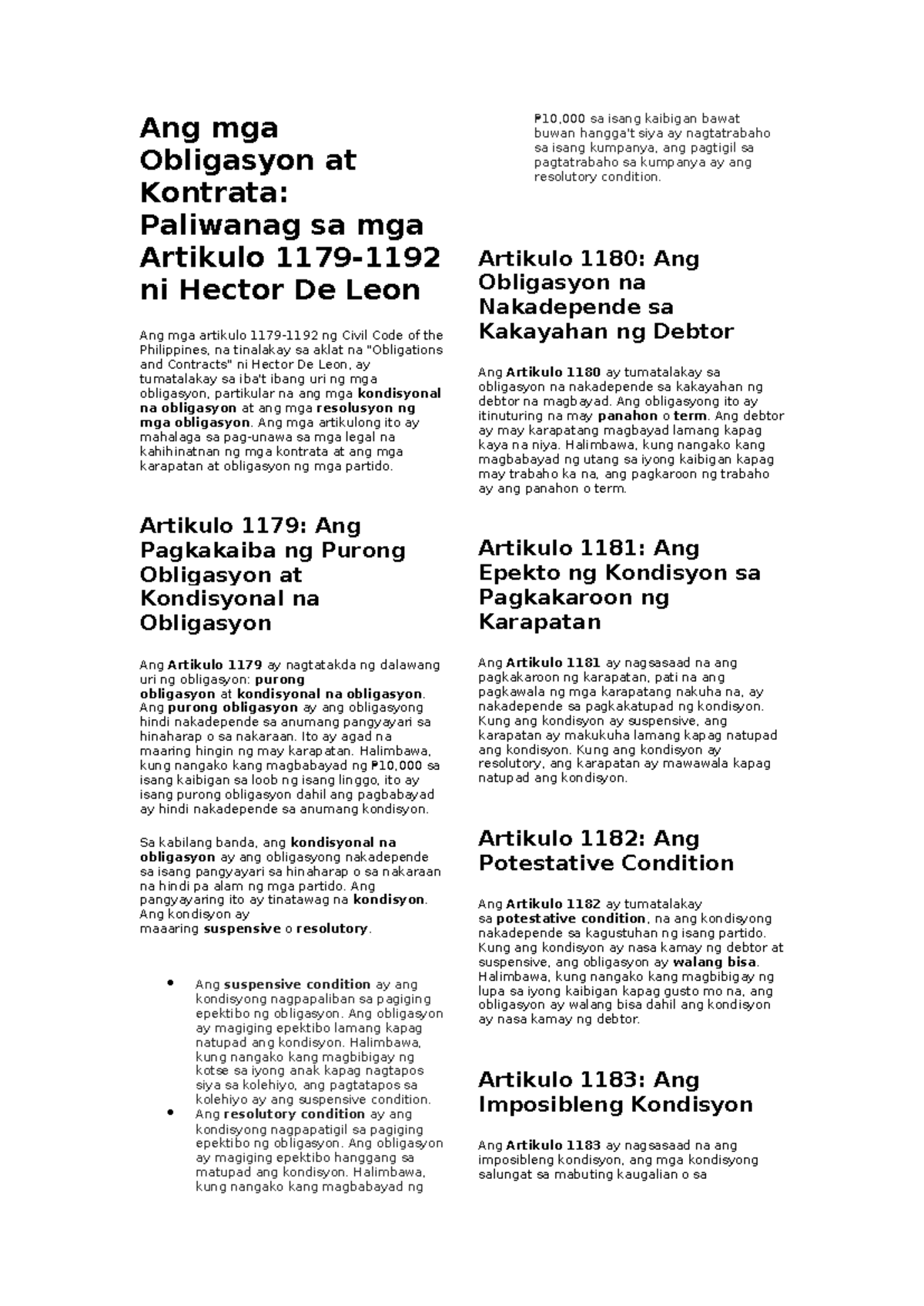 1179-1192 - explanation of article 1179-1192 of oblicon - Ang mga ...