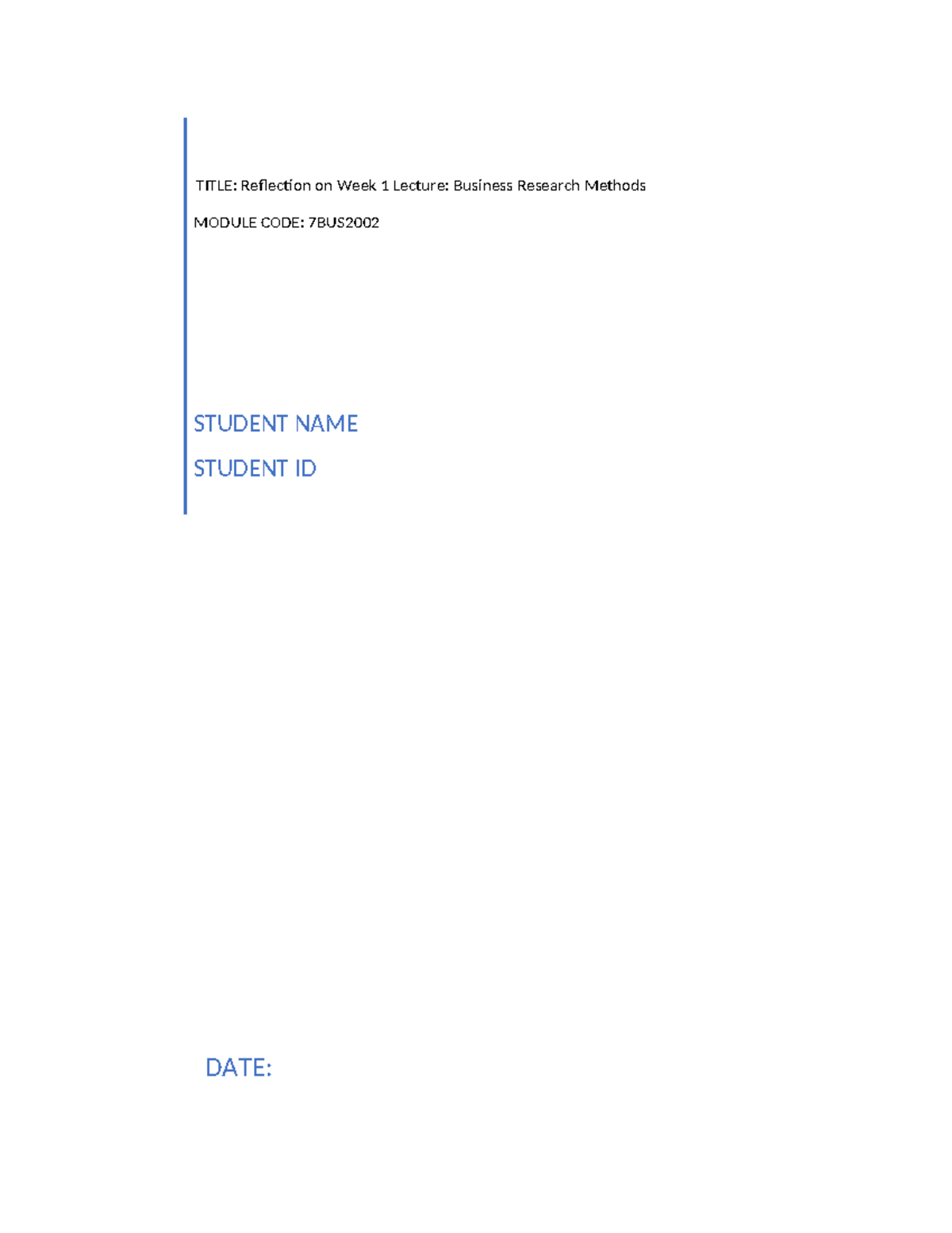 Reflection on Week 1 Lecturee - Introduction to Statistics - TITLE ...