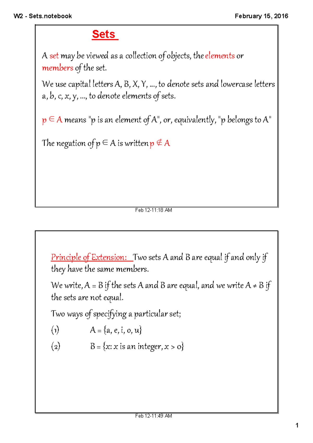 W2 - Sets - SET questions - Feb 1211:18 AM Sets ...