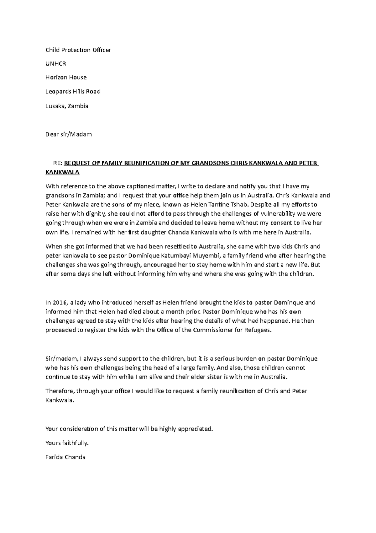 Child Protection Officer - Child Protection Officer UNHCR Horizon House ...