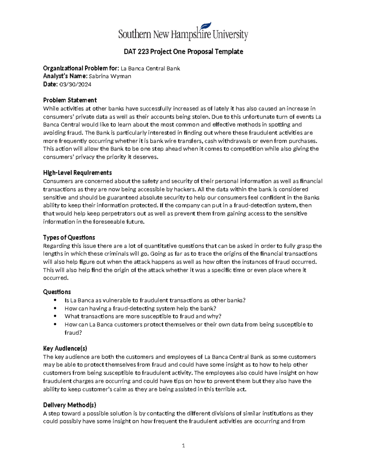 DAT 223 Project ONE Proposal - DAT 223 Project One Proposal Template ...