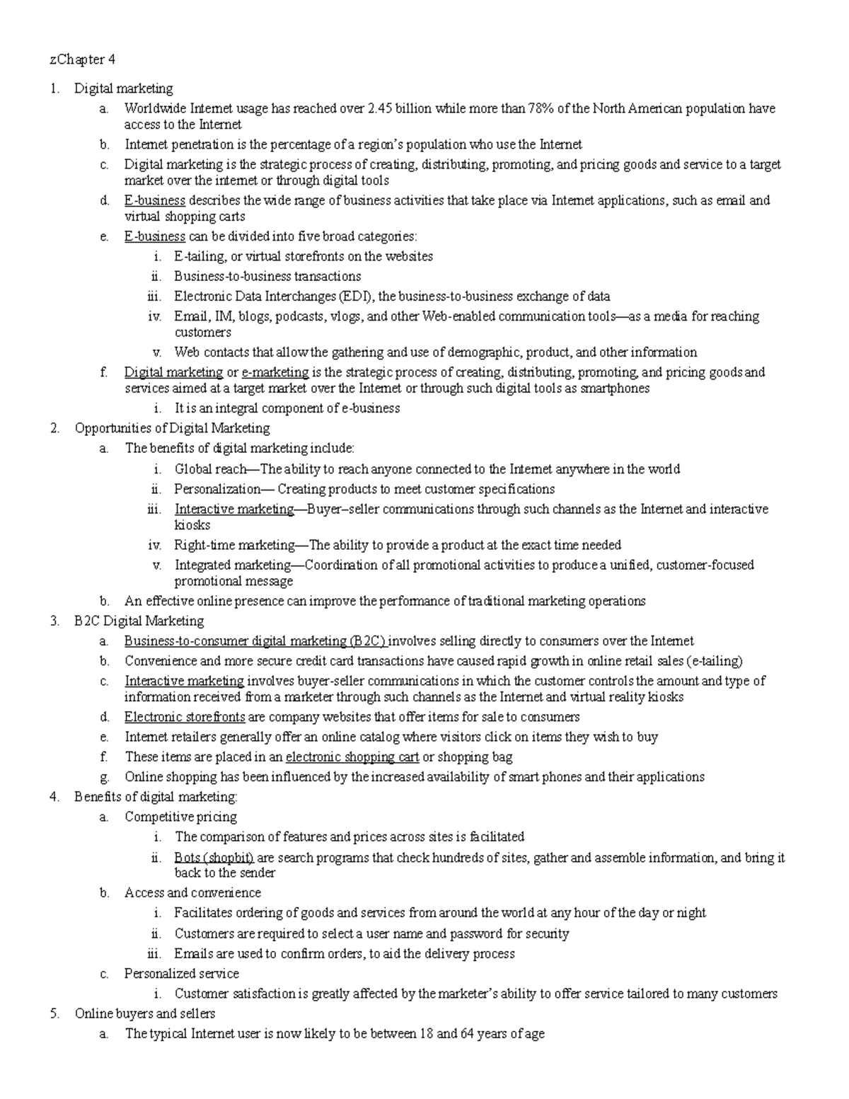 Marketing final exam notes - zChapter 4 1. 2. 3. 4. 5. Digital ...