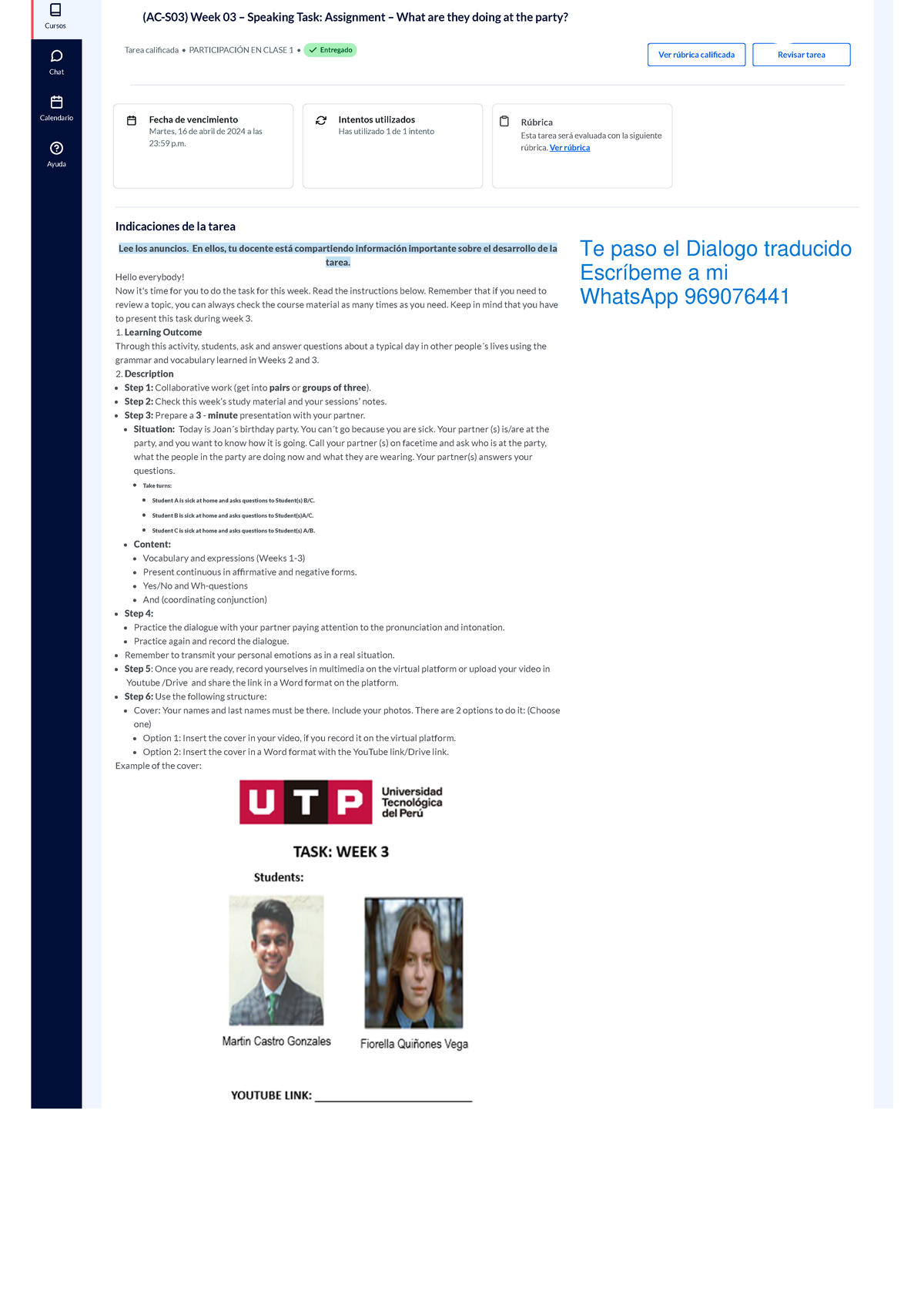 🔴 (AC-S03) Week 03 – Speaking Task Assignment – What are they doing at the party Tarea - Cursos ...