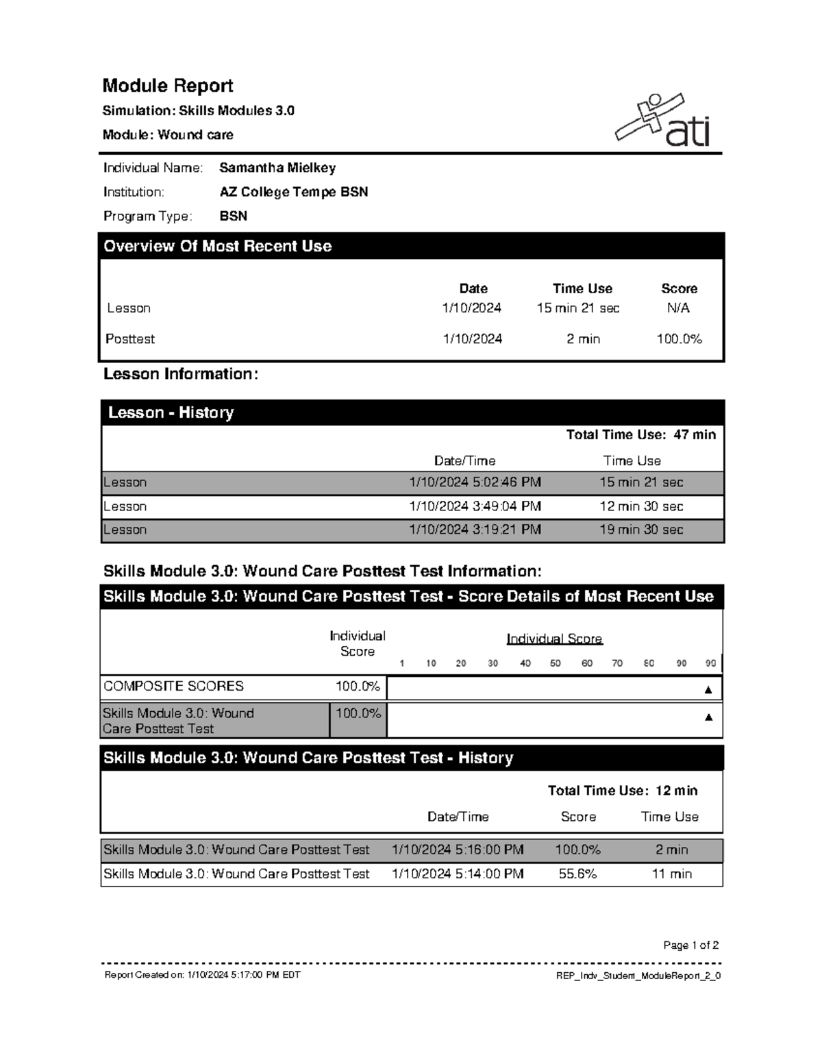 ATIwoundcare - ati assignments - Module Report Simulation: Skills ...