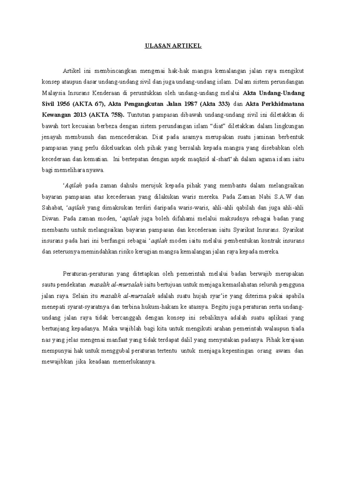 Ulasan Artikel (Article Review) - UNDANG - UNDANG PERNIAGAAN - UKM ...