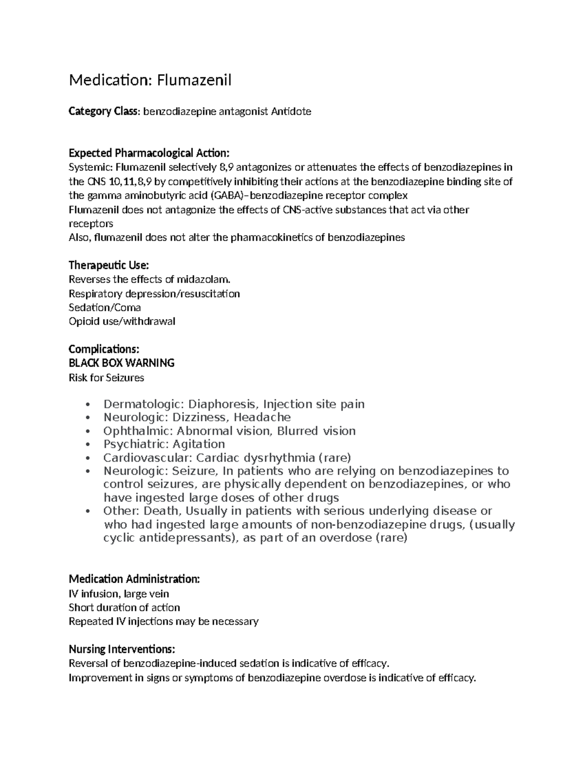 DC 11 flumazenil - drug card - Medication: Flumazenil Category Class ...