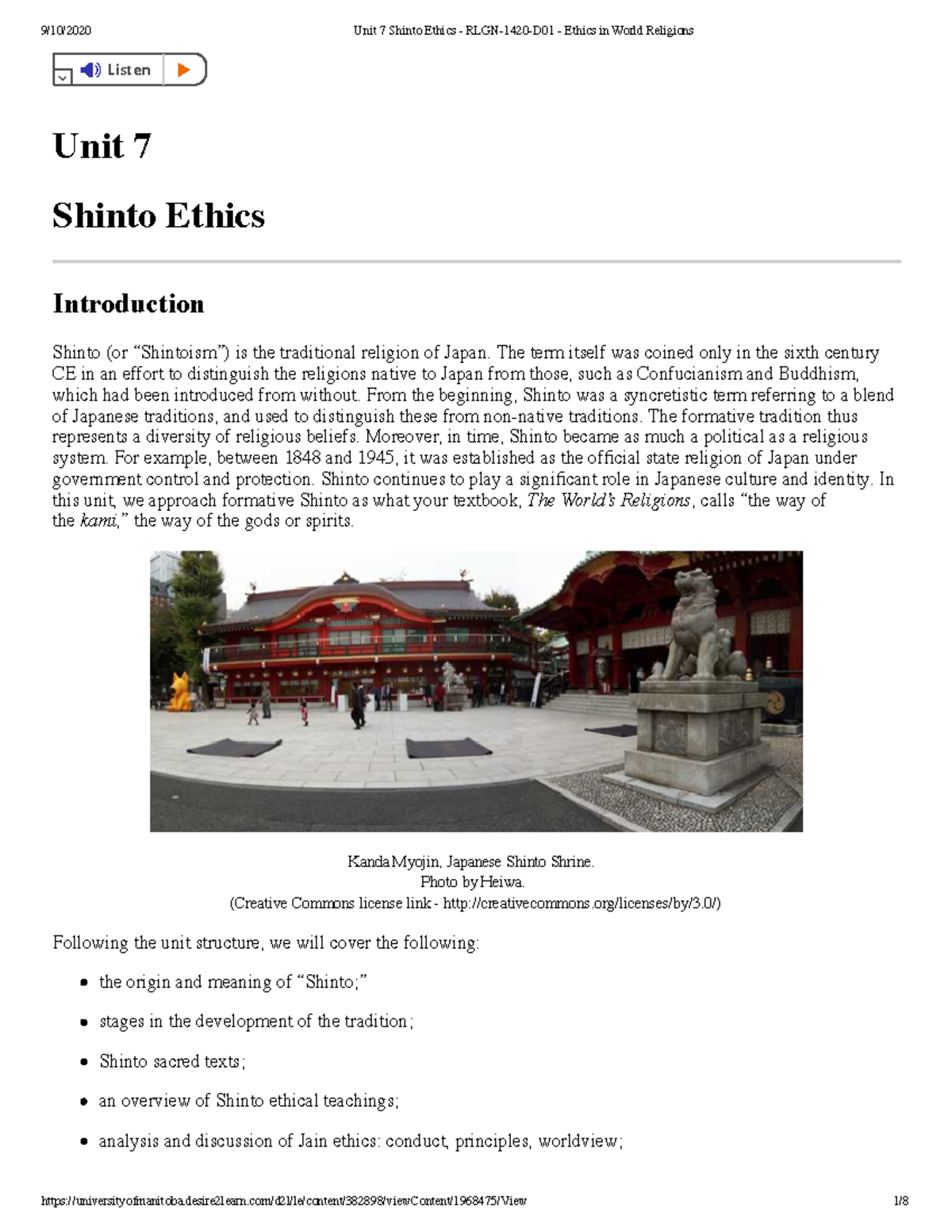 Unit 7 Shinto Ethics - RLGN-1420-D01 - Ethics in World Religions - U 7 ...