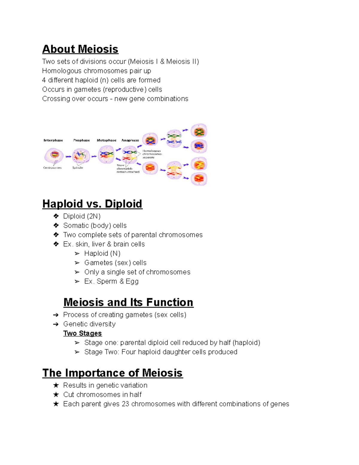 Meiosis Notes - About Meiosis Two sets of divisions occur (Meiosis I ...