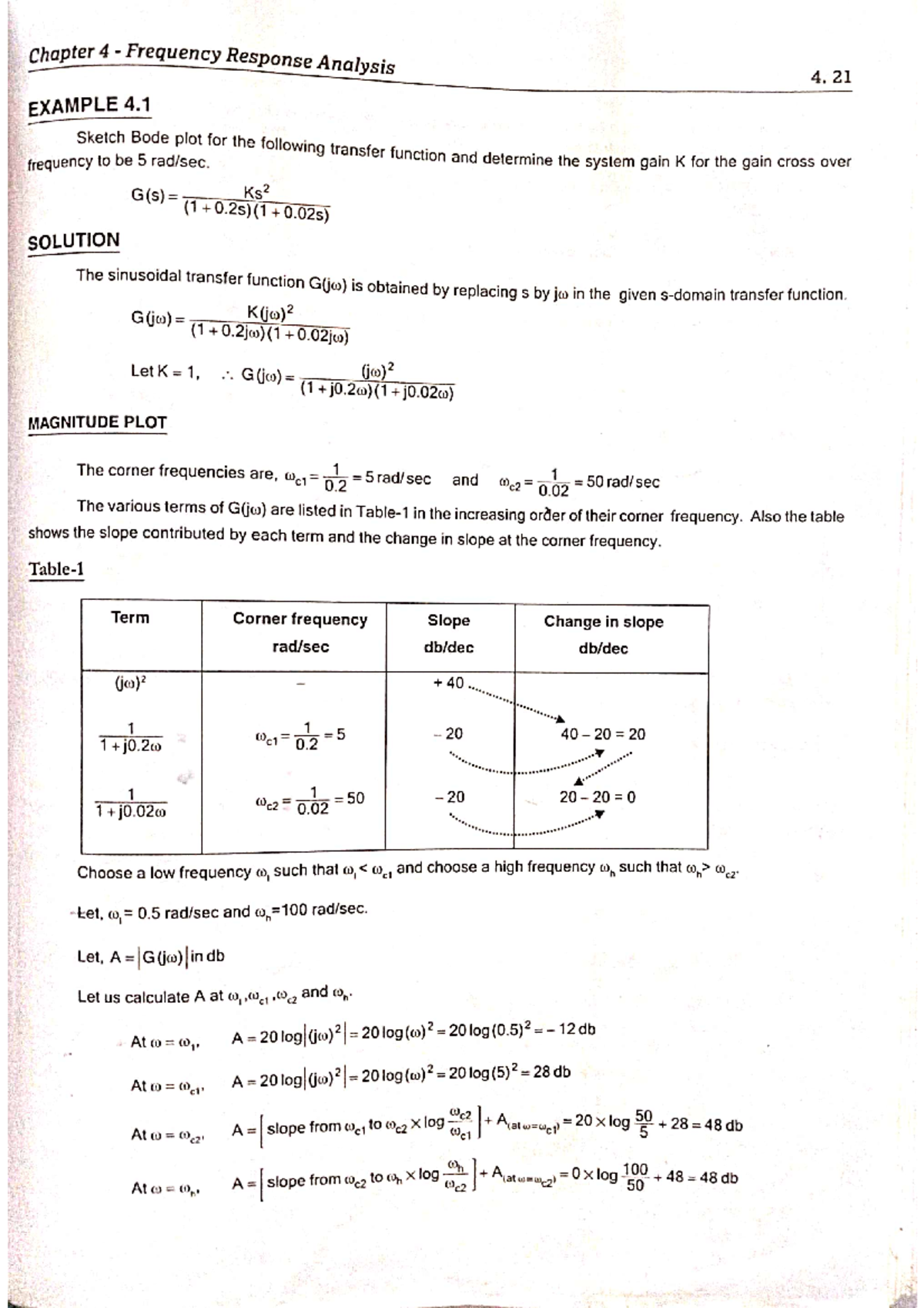 Problems Bodeplot - control systems - Chapter 4 Frequency Response Analysis 4. .21 EXAMPLE 4 ...