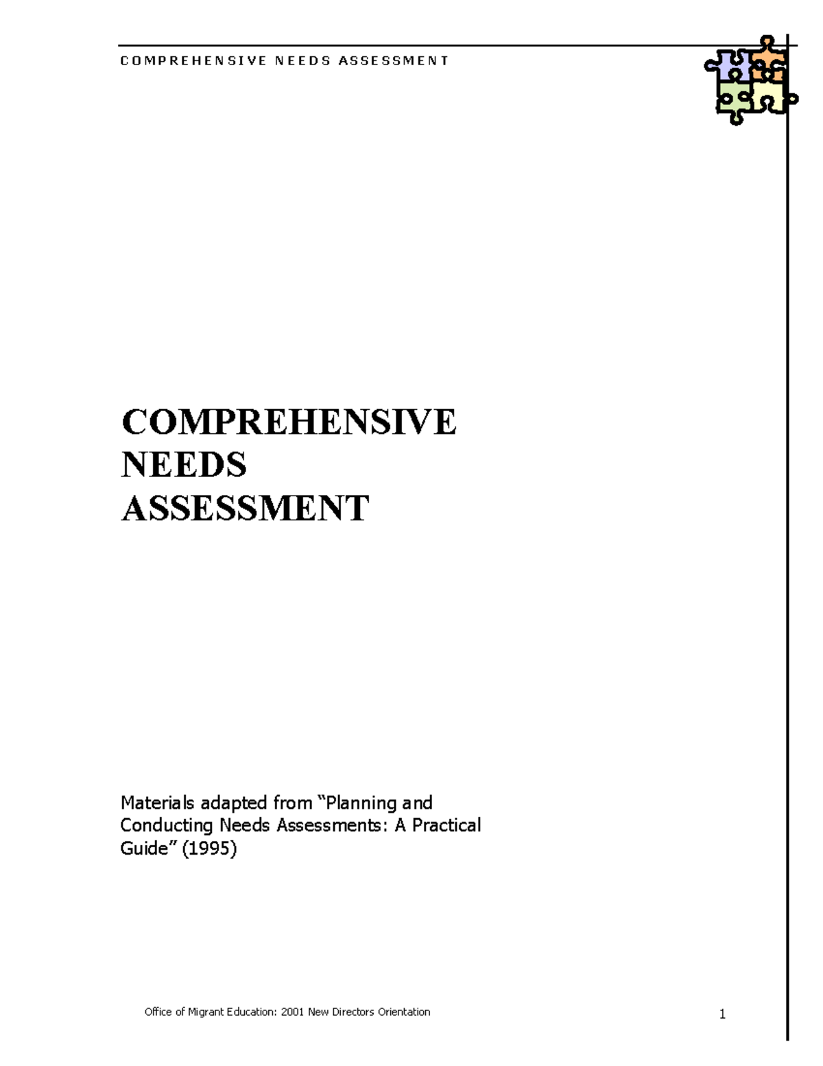 Steps on how to create a needs assessment - COMPREHENSIVE NEEDS ...