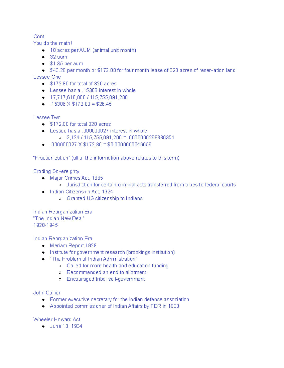 November 16 - Walter Fleming - Cont. You do the math! 10 acres per AUM ...