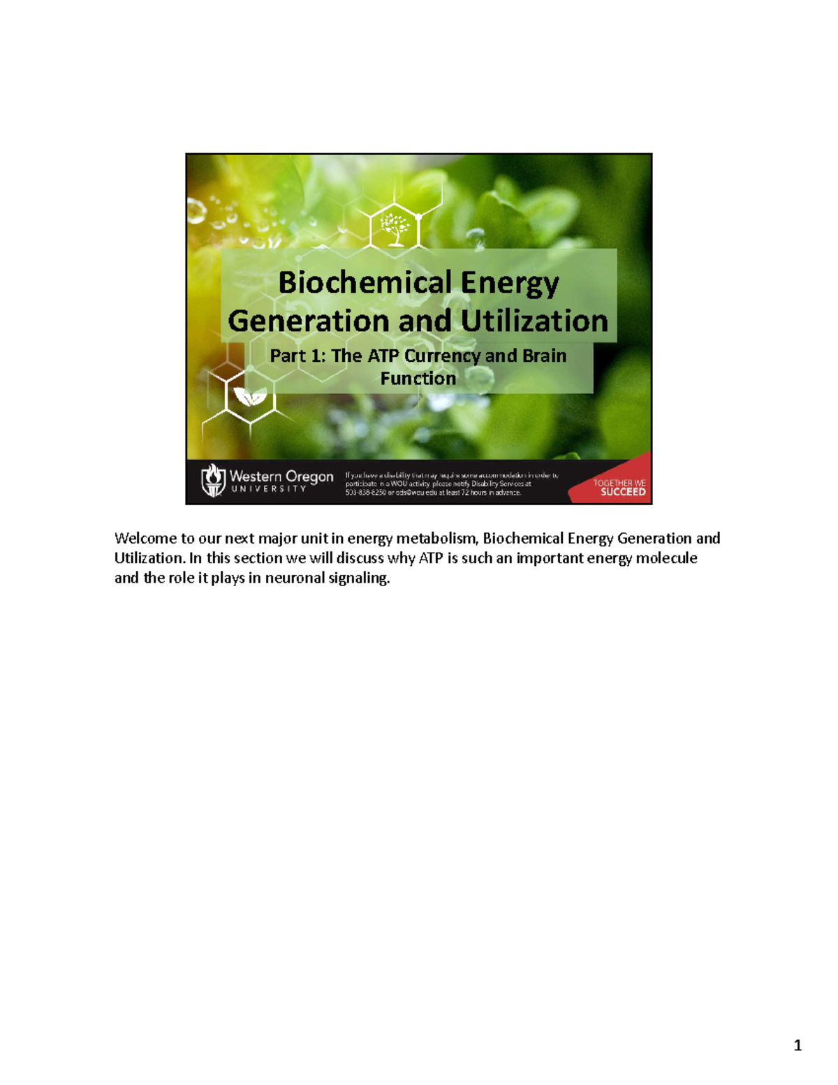 Biochemical energy generation and utilization part 1 - Biochemical ...