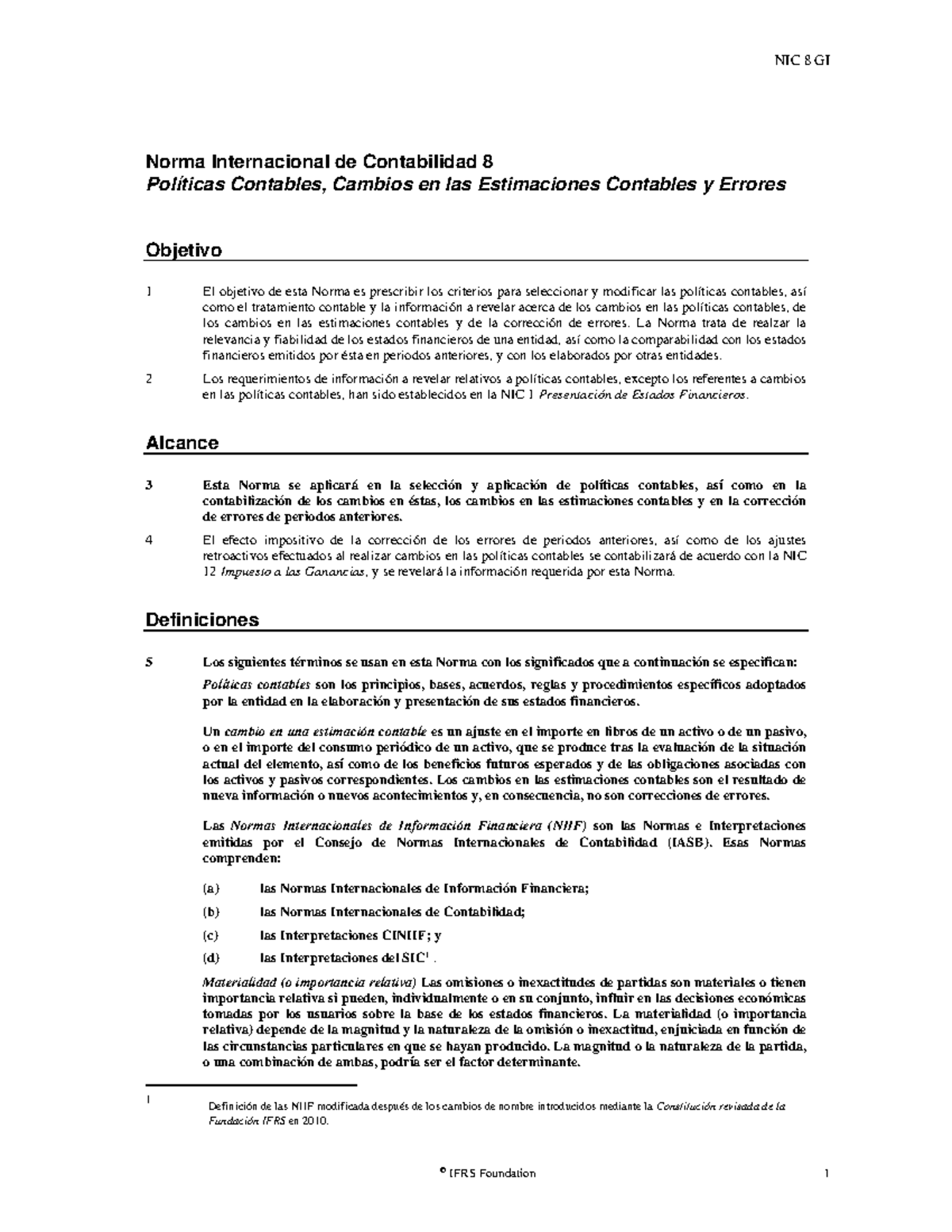 Lectura NIC 8 PDF - NIC 8 GI Norma Internacional de Contabilidad 8 ...