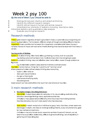 PSY100 Workbook Week 1 to 3 - WORKBOOK Week 1 to 3 PSY100 Introduc琀椀on ...