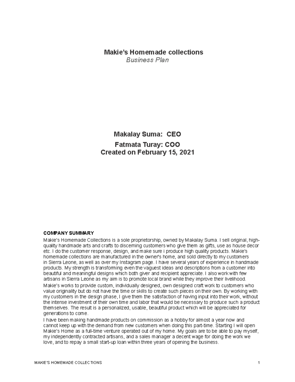 DOC-20221030-WA0053 - business Administration - Makie’s Homemade ...