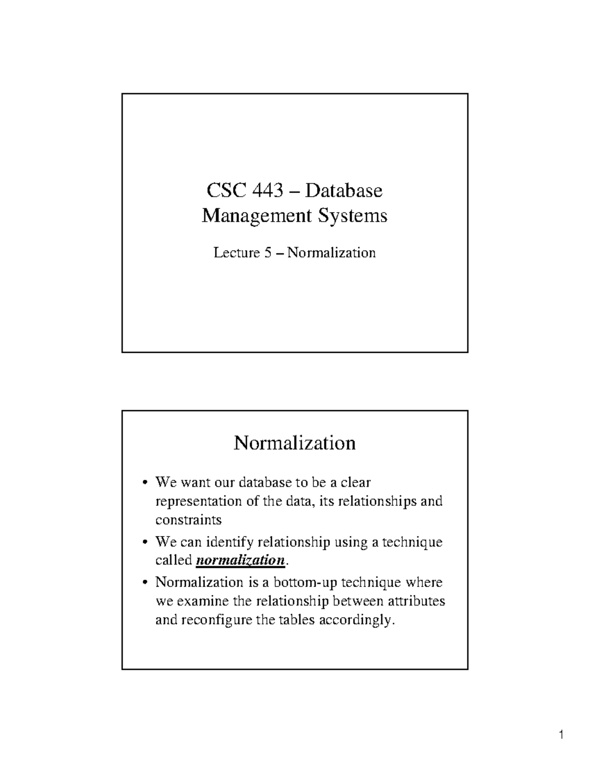 Normalization - Helps to understand - CSC 443 – Database Management ...