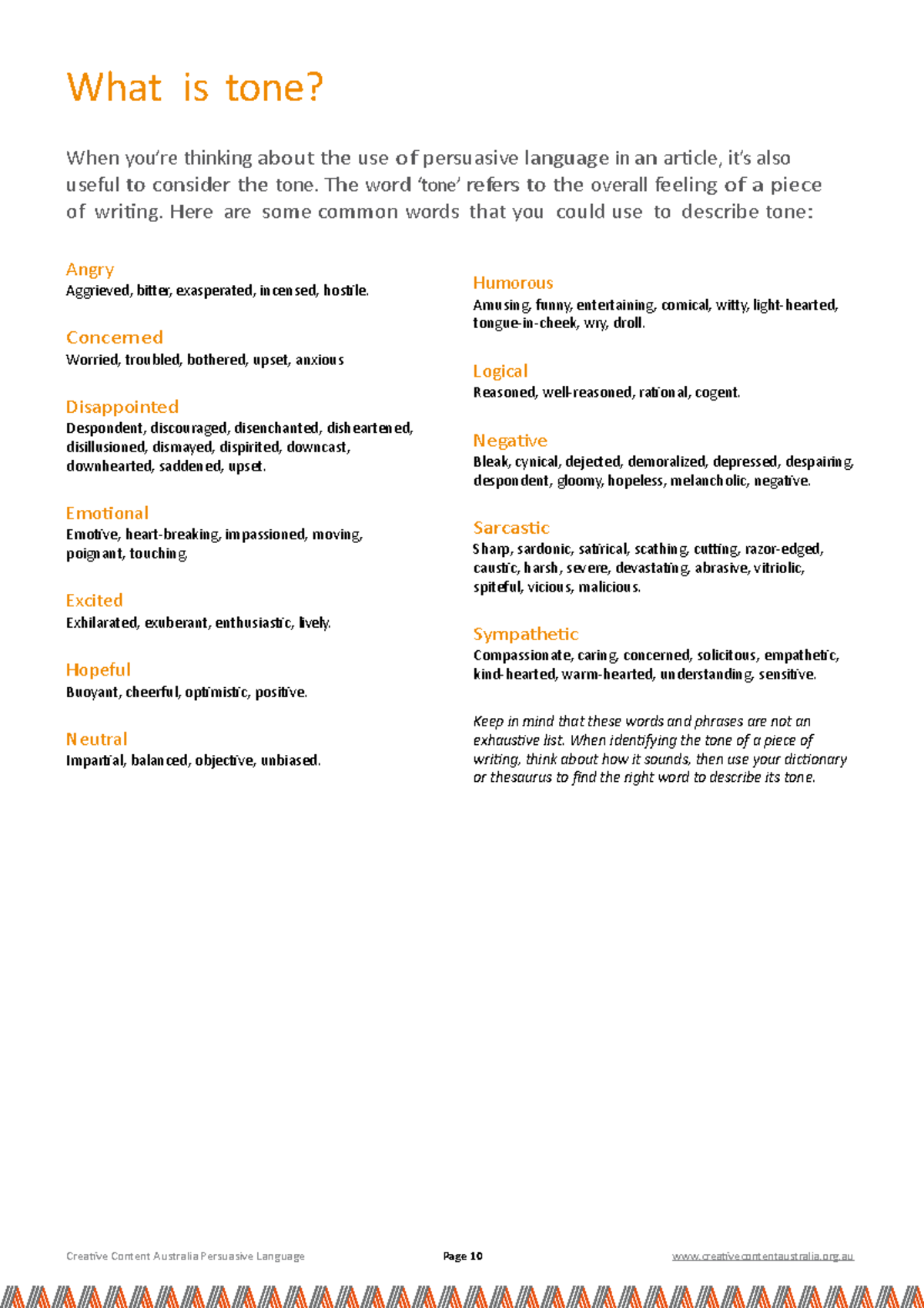 TONE - Tone wods - What is tone? When you’re thinking about the use of ...