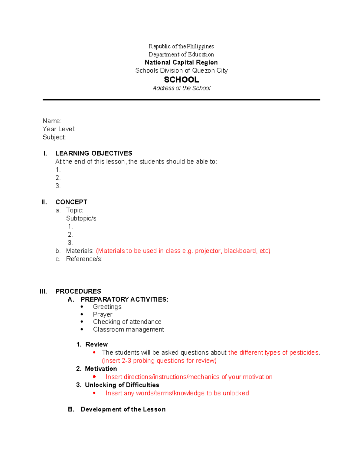 Lesson-Plan - Republic of the Philippines Department of Education ...