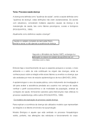 Resumo de Epidemiologia - Warning: TT: undefined function: 32 Warning: TT: undefined function ...