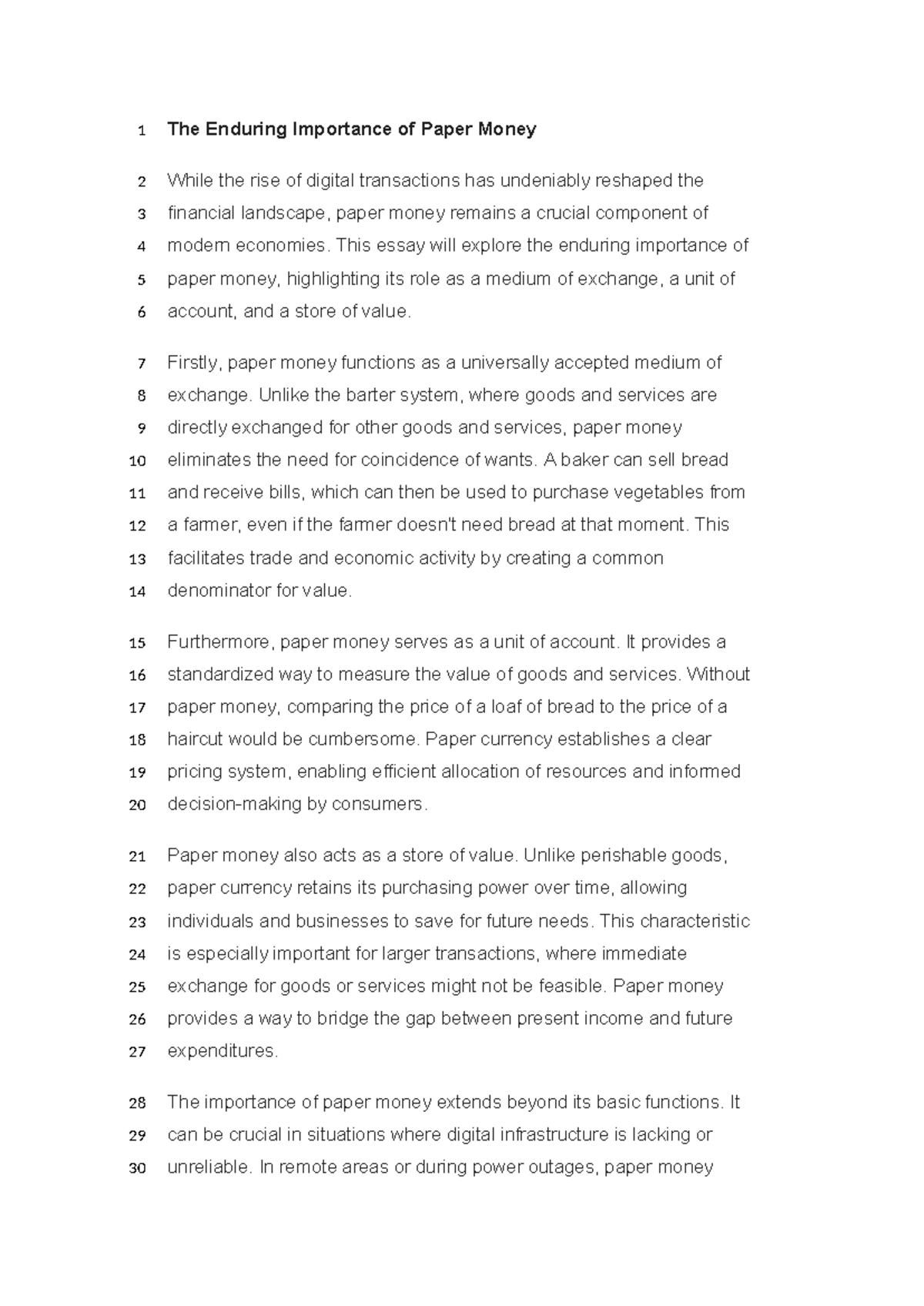 The Enduring Importance of Paper Money - This essay will explore the ...