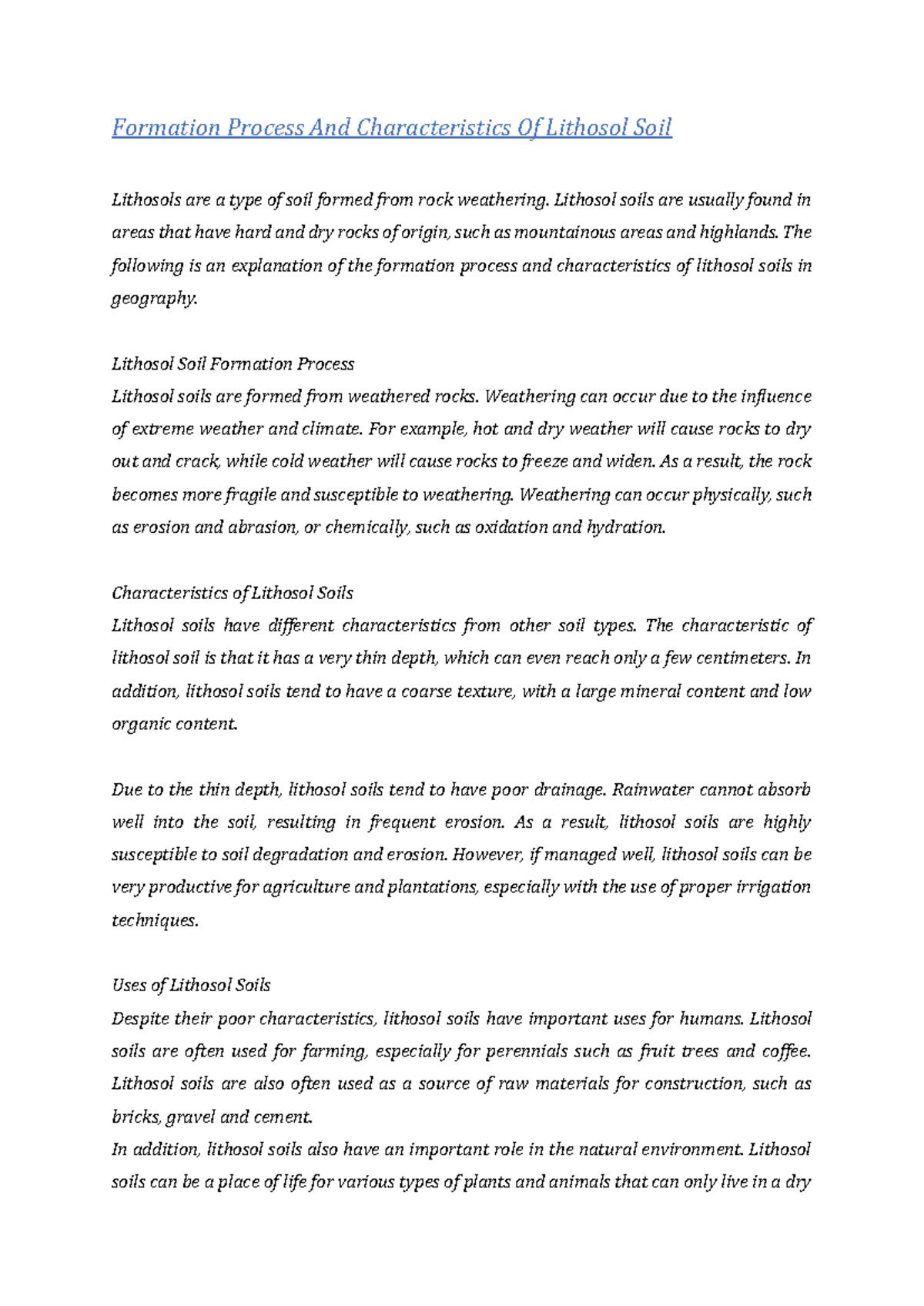 Formation Process And Characteristics Of Lithosol Soil - Lithosol soils ...