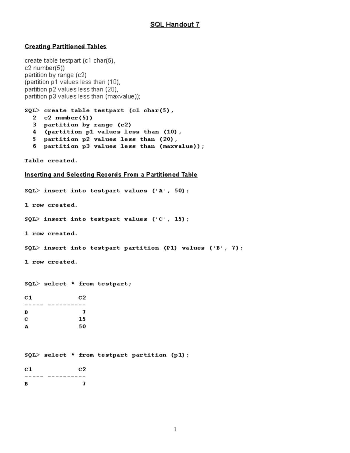 SQL Handout 7 - SQL basics to advanced topics with a number of example ...