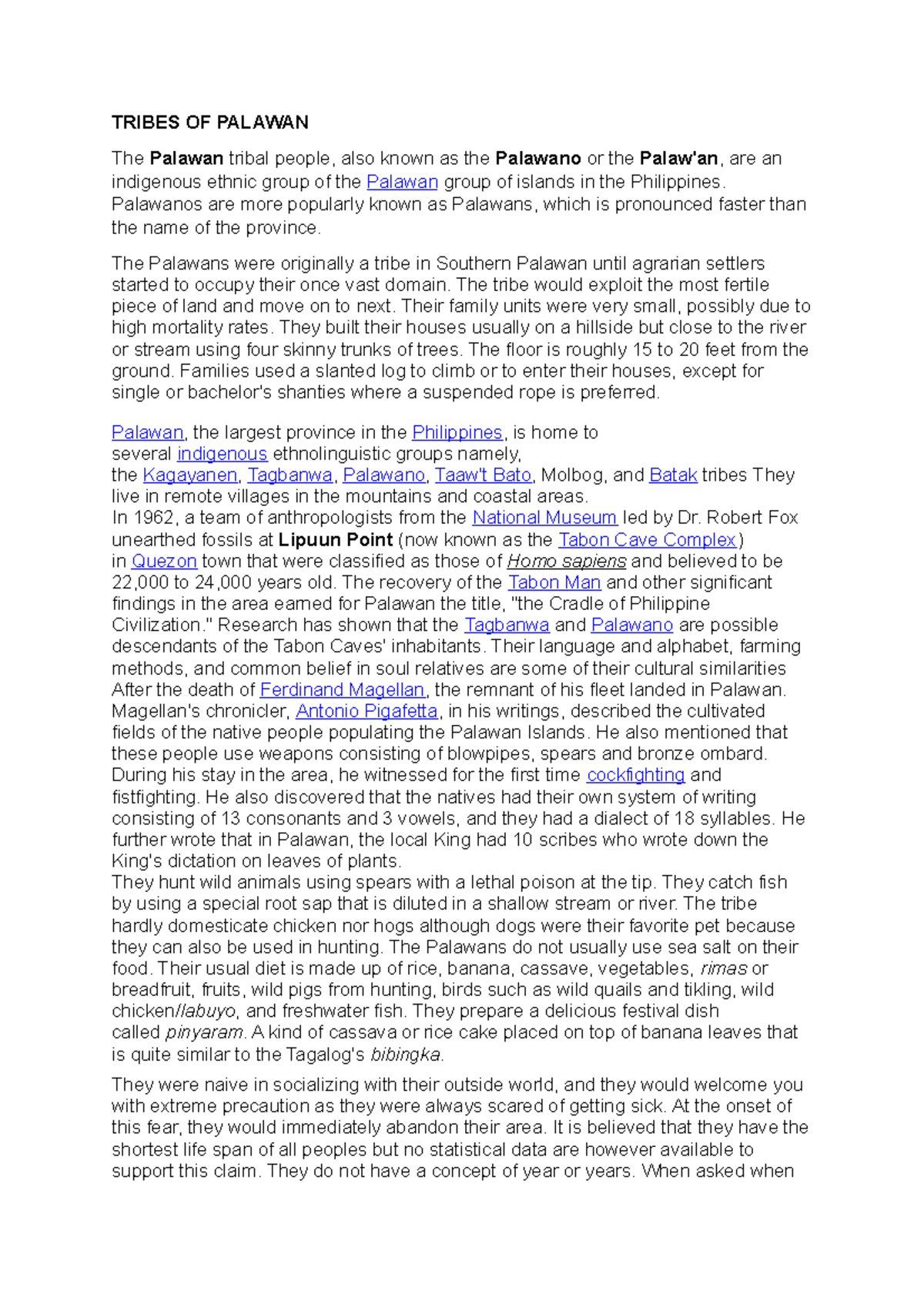 Tribes OF Palawan - BHJGFF - TRIBES OF PALAWAN The Palawan tribal ...